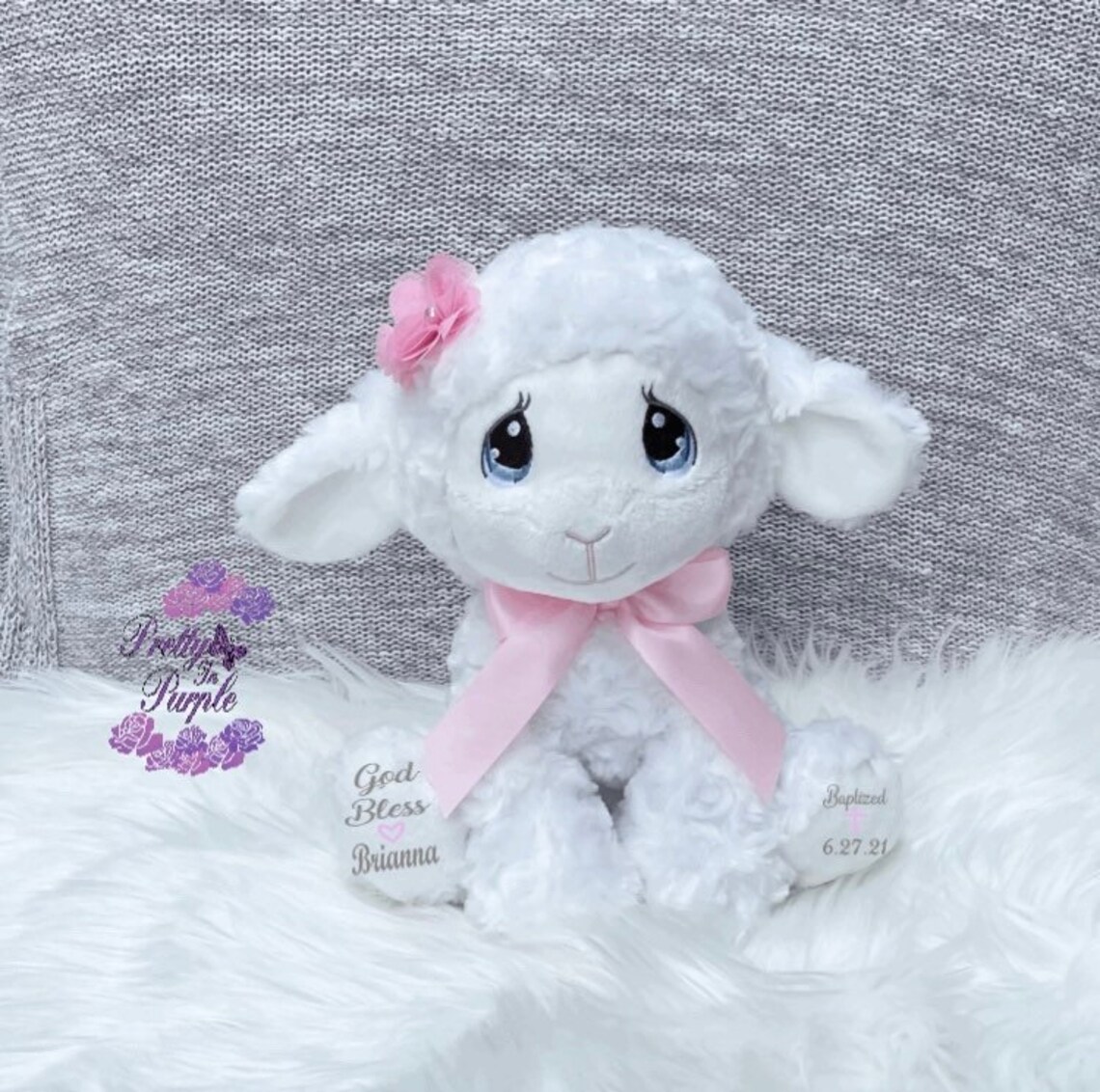 Personalized Baptism Gift, Lamb Stuffed Animal, Baptism Lamb Plush ...