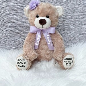 Adoption Teddy Bear Stuffed Animal, Adoption Gift, Custom Adoption ...