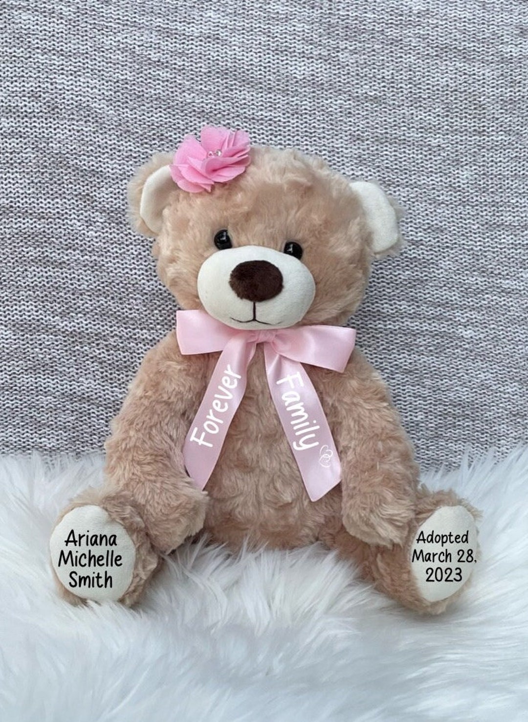 Adoption Teddy Bear Stuffed Animal, Adoption Gift, Custom Adoption ...