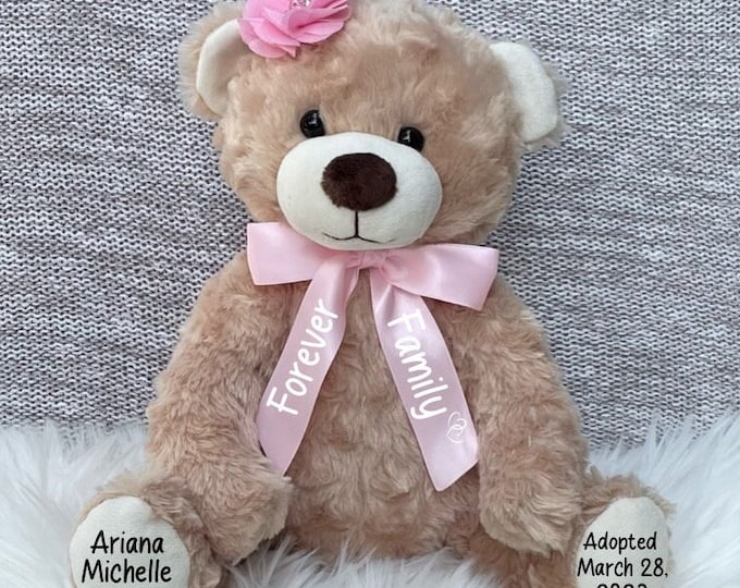 Adoption Teddy Bear Stuffed Animal, Adoption Gift, Custom Adoption ...