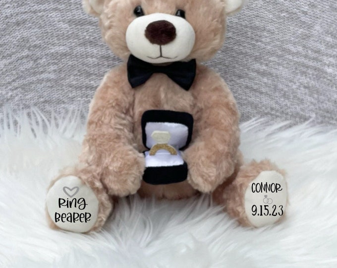 Ring Bearer Gift, Ring Bearer Teddy Bear Stuffed Animal, Ring Bearer ...