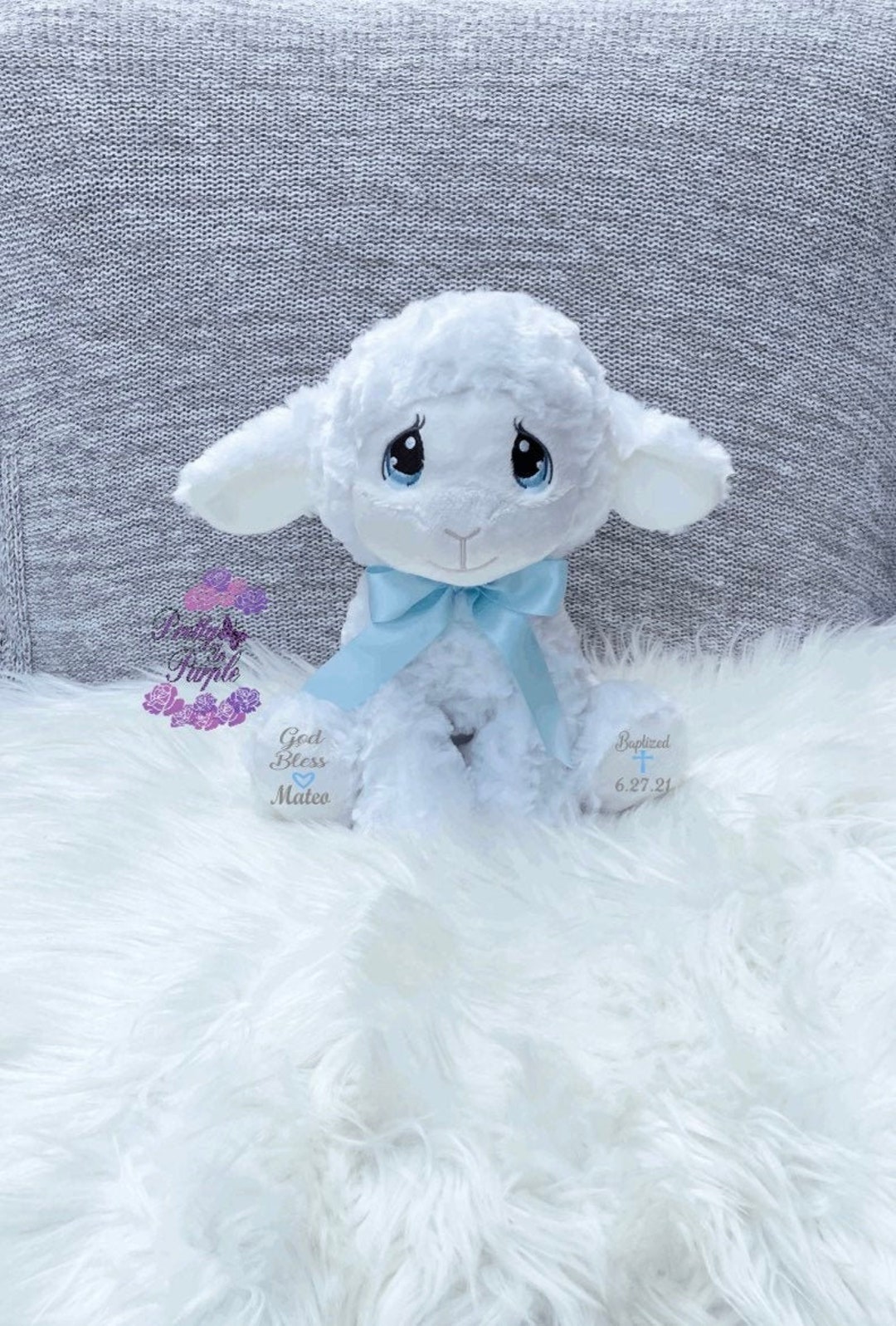 Personalized Baptism Gift, Baptism Lamb, Lamb Stuffed Animal, Baptism ...