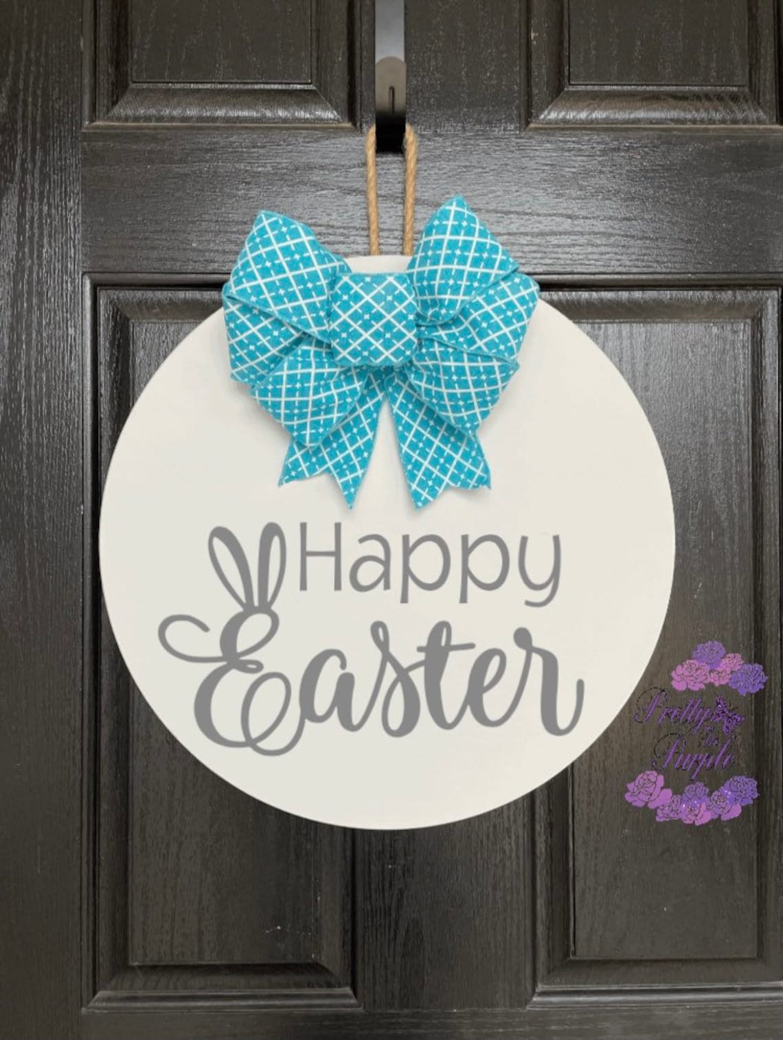 Easter door hanger Happy Easter hanger Easter wreath front | Etsy