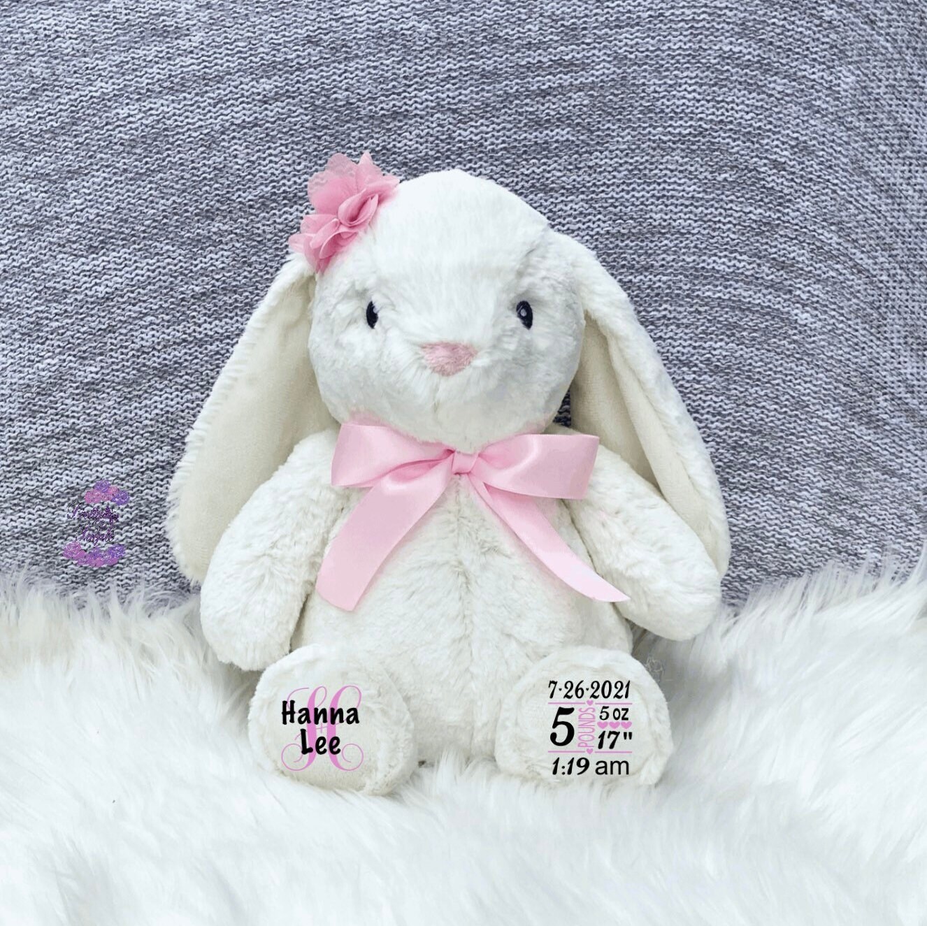 Personalized Bunny Birth Announcement Bunny Rabbit Birth - Etsy
