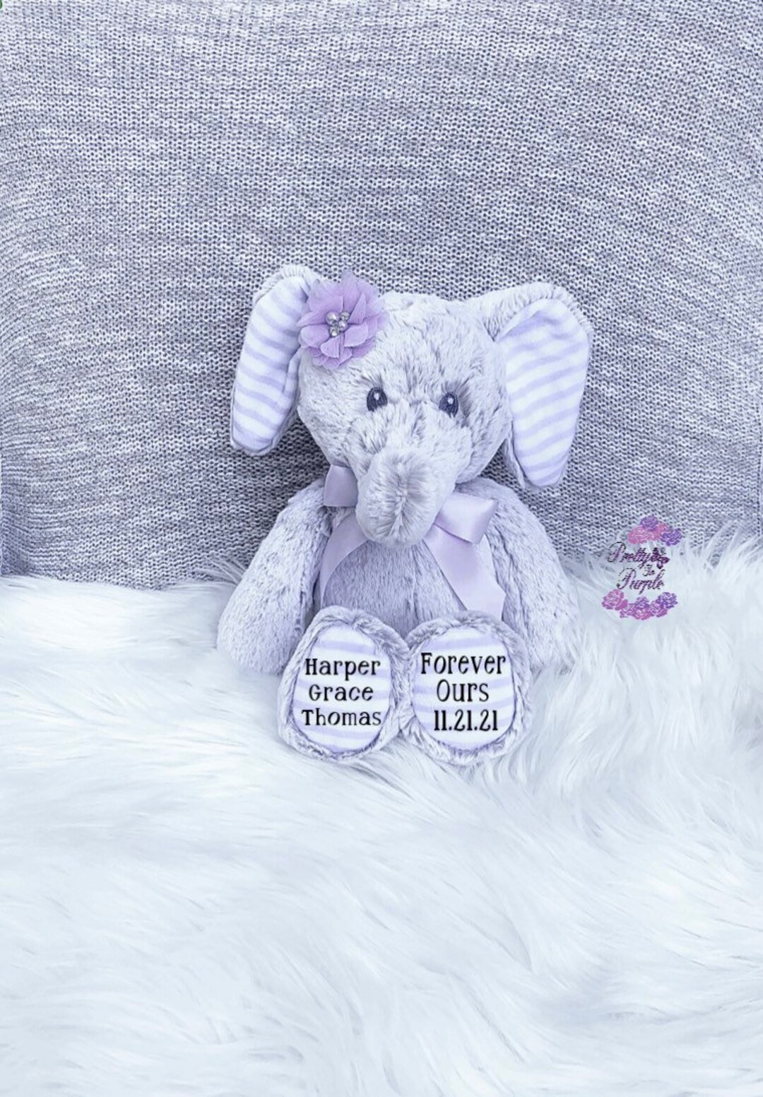 Adoption Elephant Stuffed Animal, Adoption Gift, Custom Adoption Plush ...