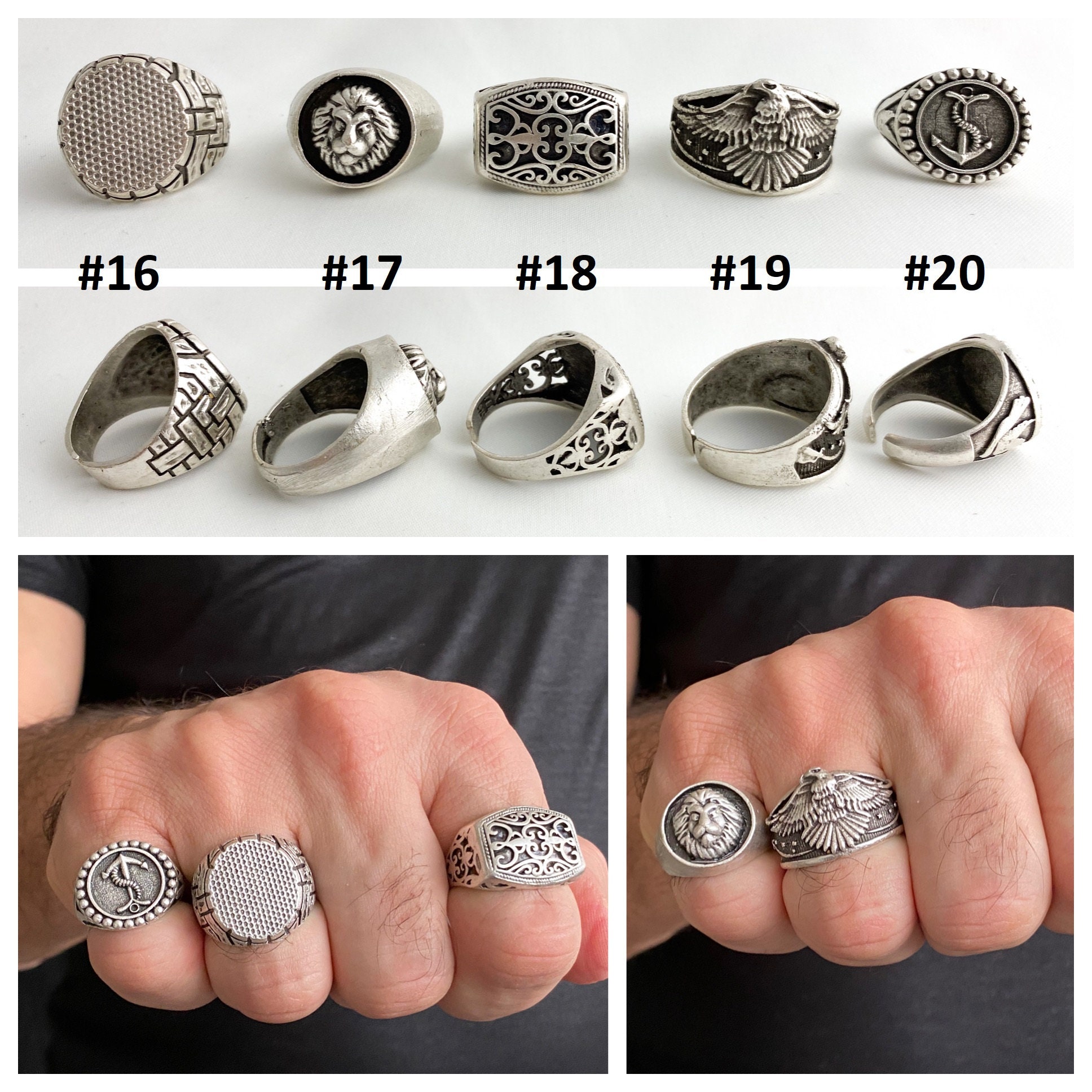 Gothic Rings For Men Nordic HelmetBiker Signet Handmade | Etsy