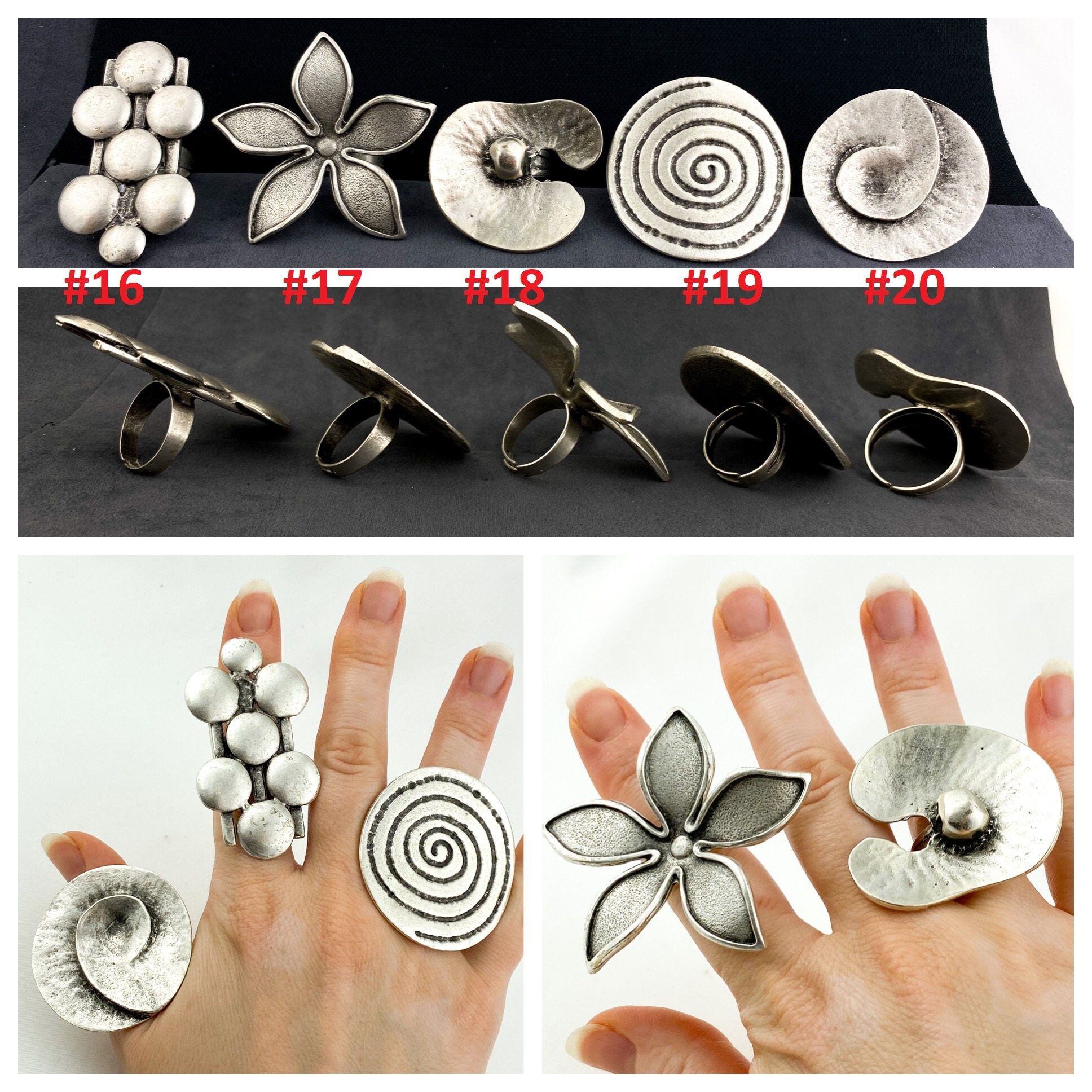 Large Rings For Women Wide Band Cat Unique Handmade | Etsy