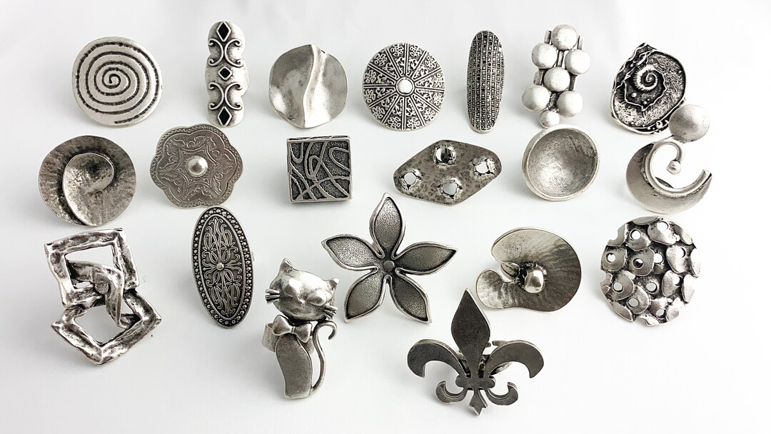 Large Rings for Women Wide Band Cat Unique Handmade - Etsy