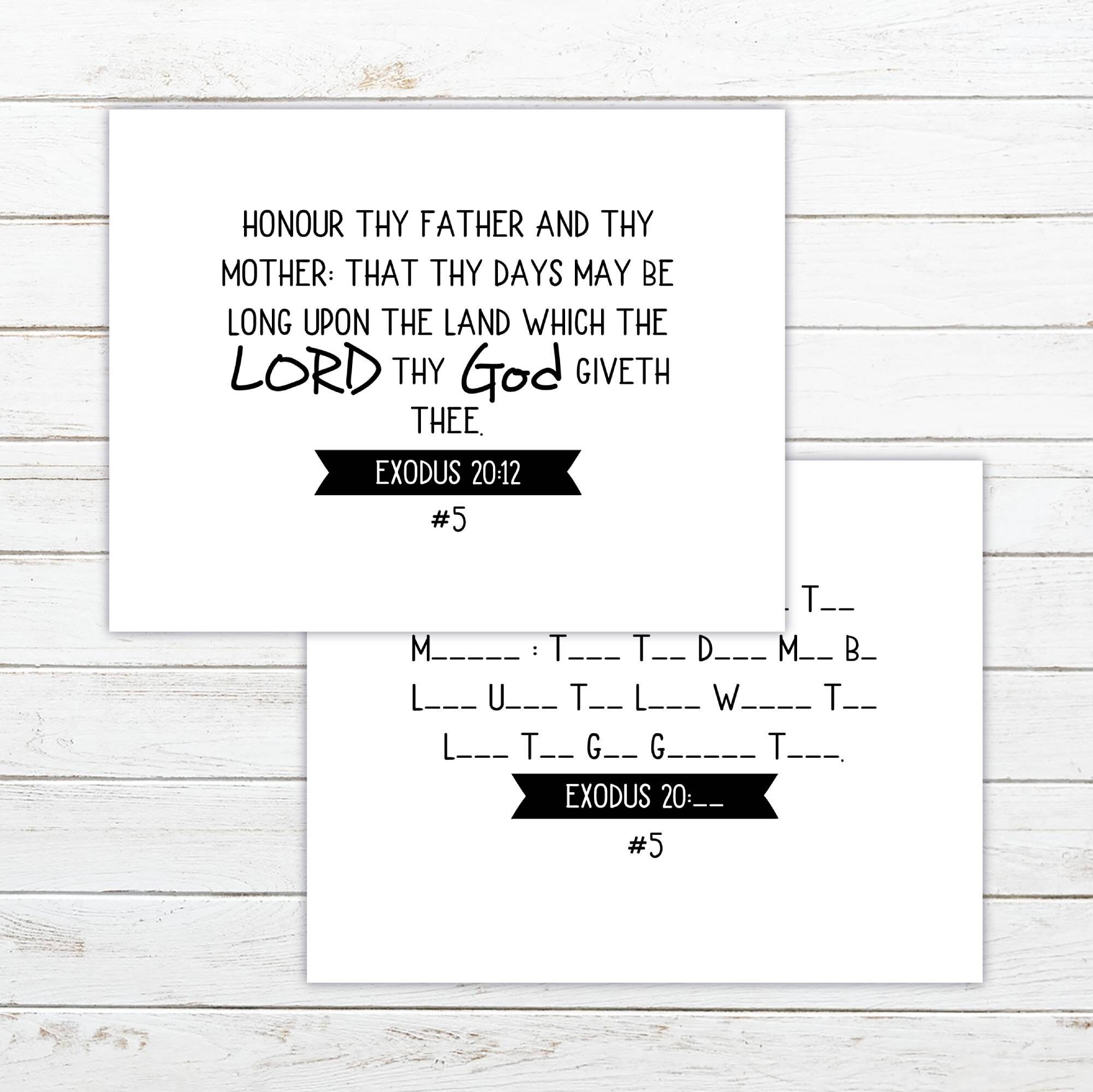 Ten Commandments Printable Scripture Cards Exodus 20:3-17 KJV 15 Card ...