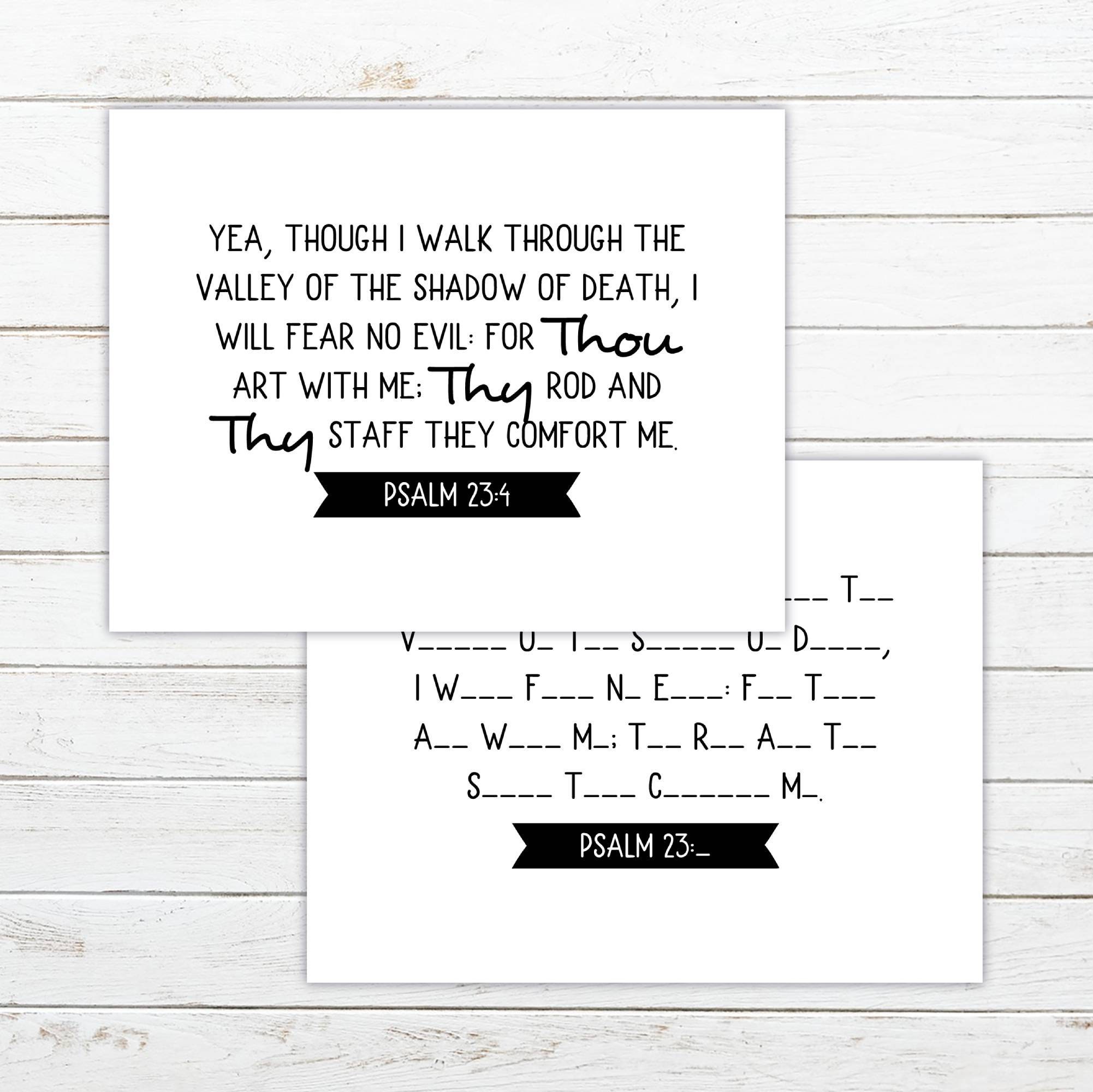 Psalm 23 Printable Scripture Cards KJV 6 Card Set Large Font Size 5.5x4 ...