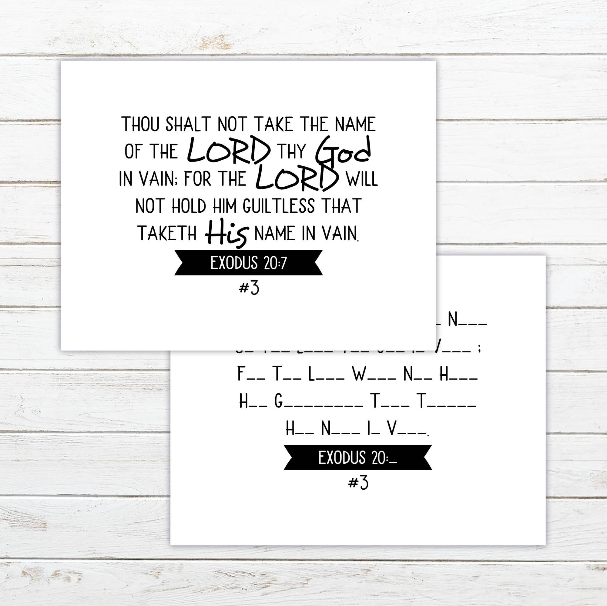 Ten Commandments Printable Scripture Cards | Exodus 20:3-17 | KJV | 15 ...
