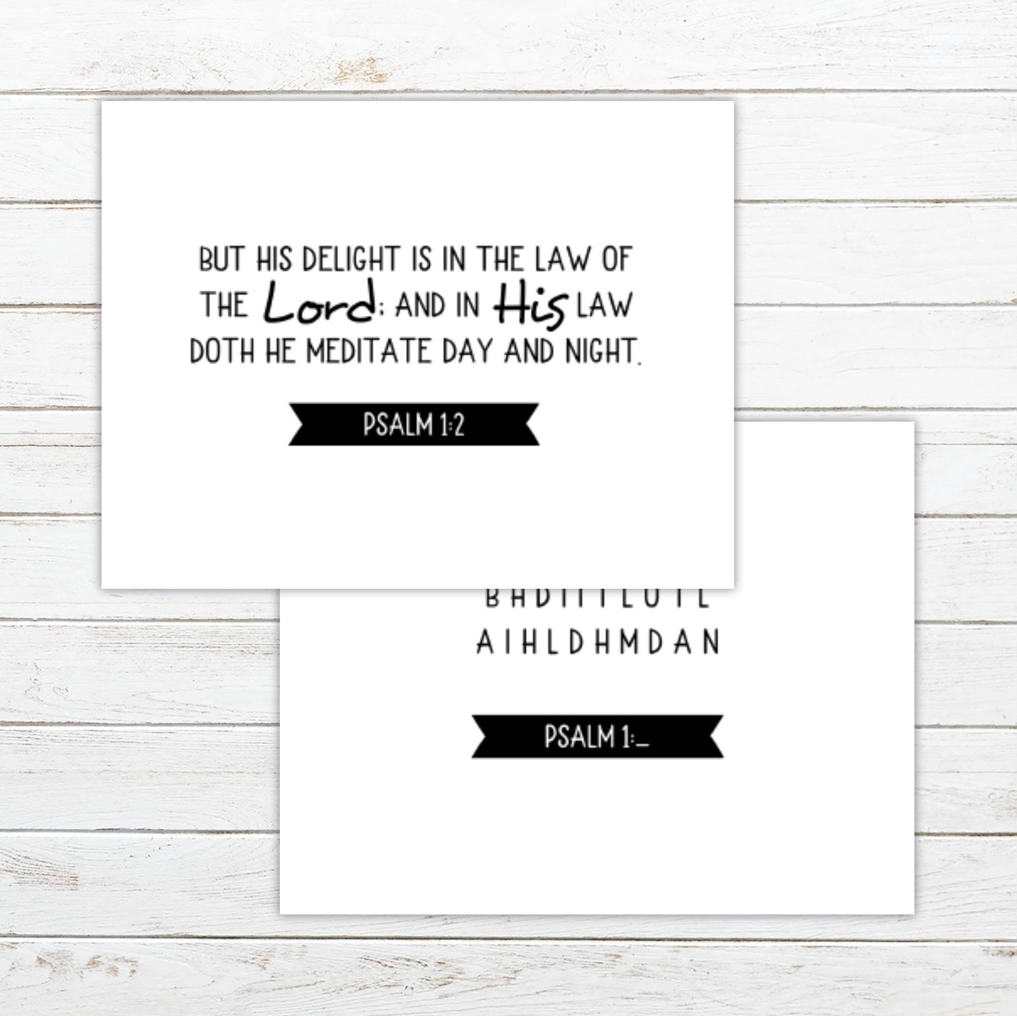 Psalm 1 Printable Scripture Cards KJV 6 Card Set Large Font Size 5.5x4 ...