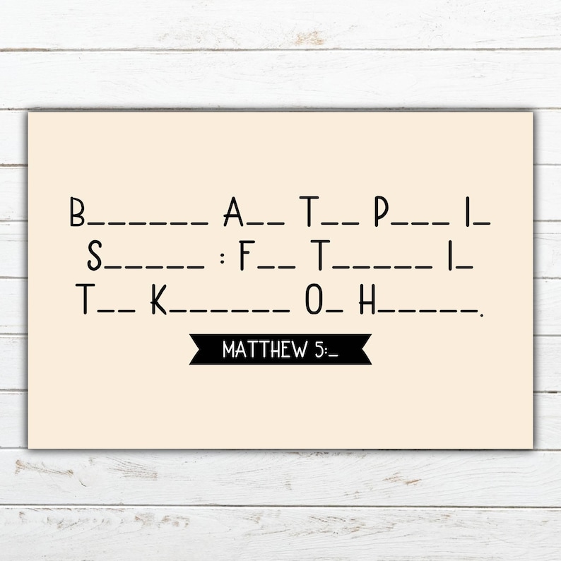 The Beatitudes Printable Scripture Memorization Cards KJV (10 Card Set ...
