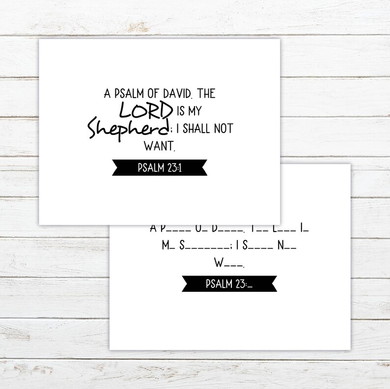 Psalm 23 Printable Scripture Cards | KJV | 6 Card Set | Large Font Size ...