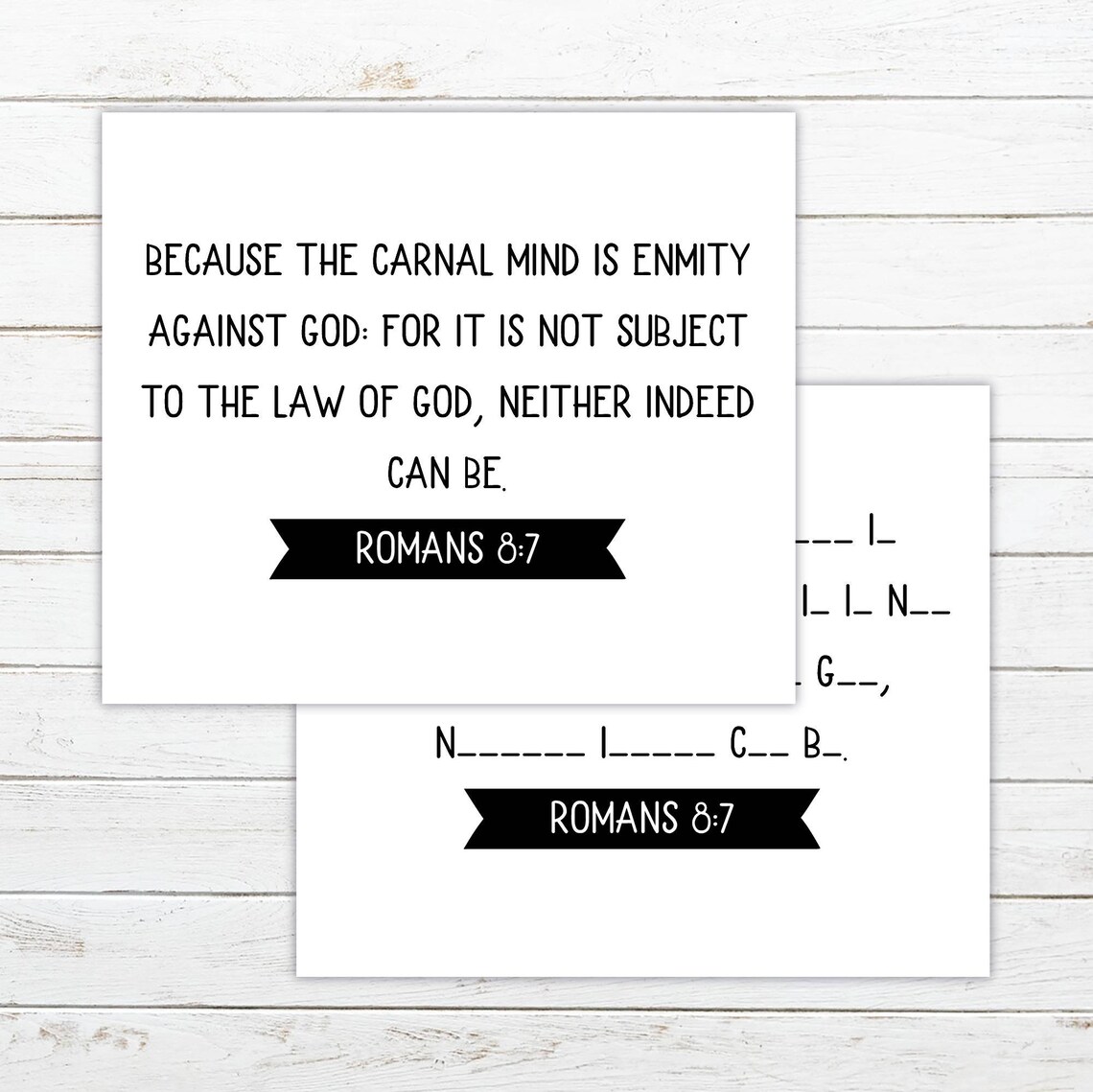 Romans Chapter 8 Printable Scripture Cards KJV 39 Card Set Large Font ...