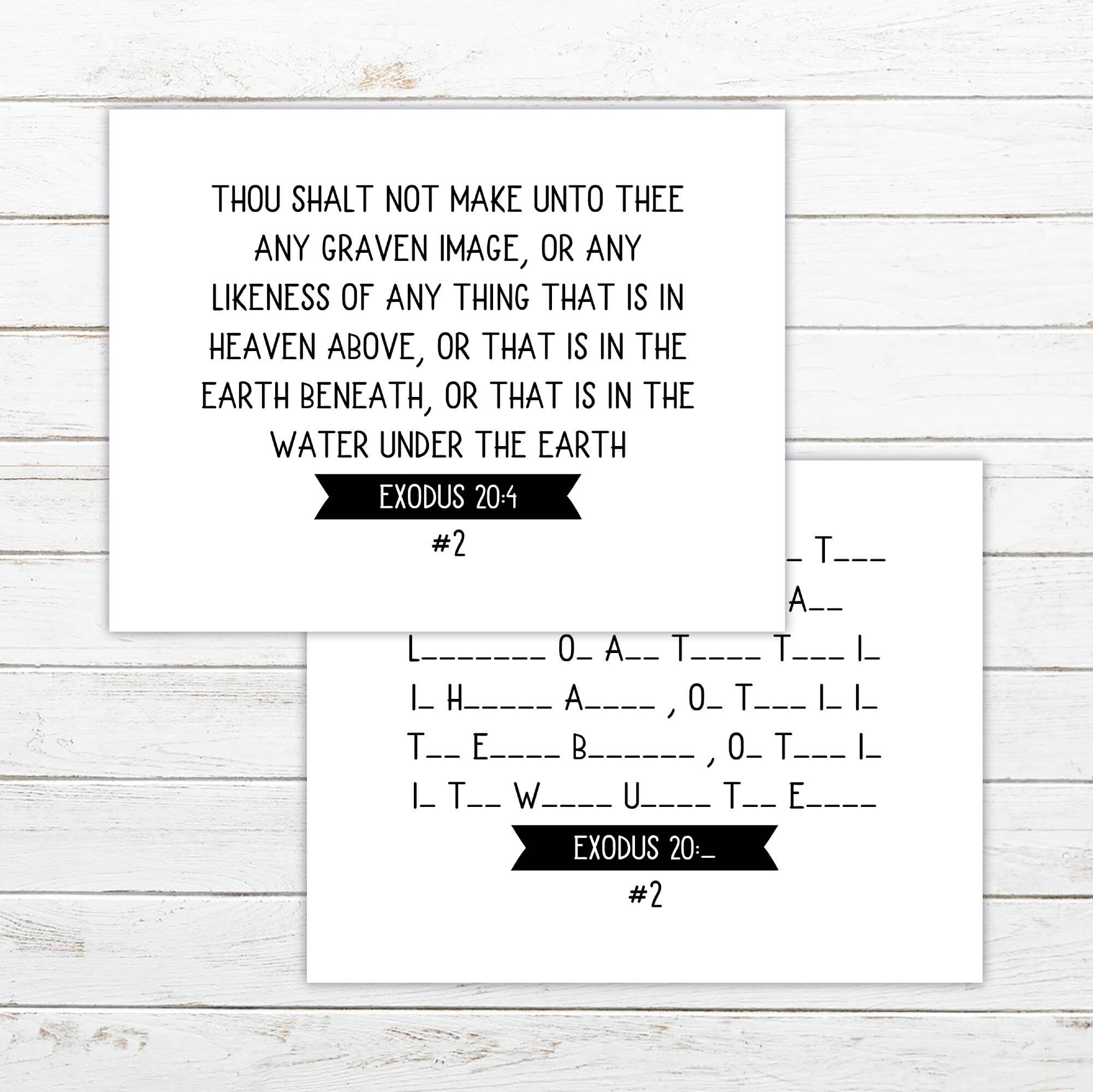 Ten Commandments Printable Scripture Cards Exodus 20:3-17 KJV 15 Card ...