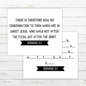 Romans Chapter 8 Printable Scripture Cards KJV 39 Card Set Large Font ...