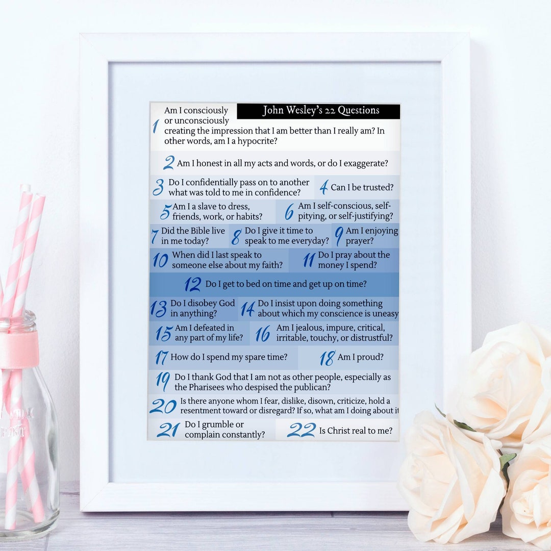 John Wesley's 22 Questions | 8x10 | Wall Art - Etsy UK
