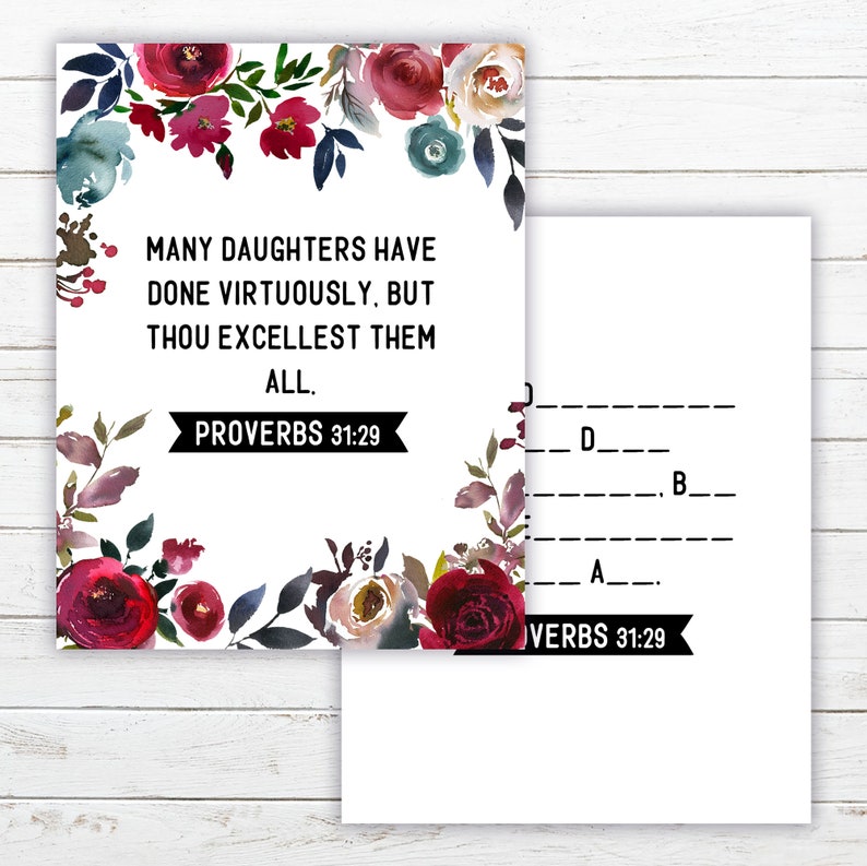 Proverbs 31 Printable Scripture Cards | KJV | 22 Card Set | Instant ...