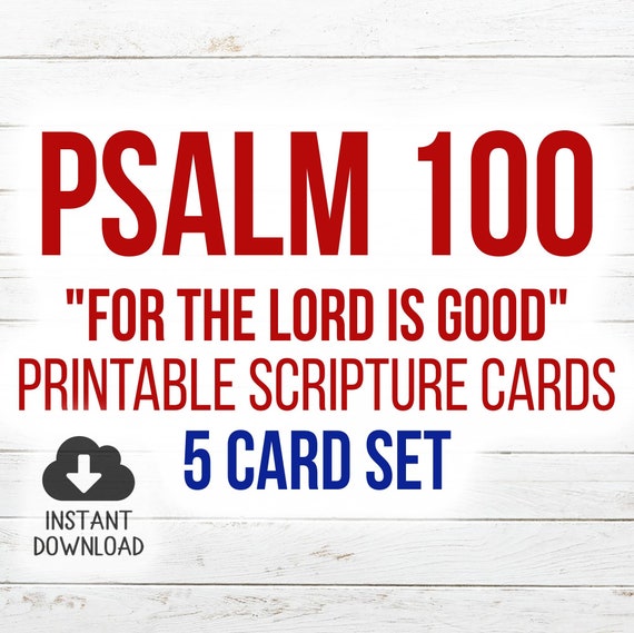 Psalm 100 Printable Scripture Cards KJV 5 Card Set Large | Etsy