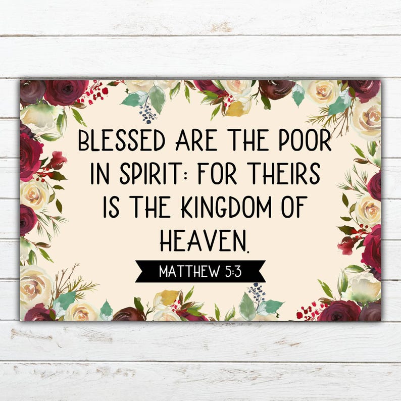 The Beatitudes Printable Scripture Memorization Cards KJV (10 Card Set ...