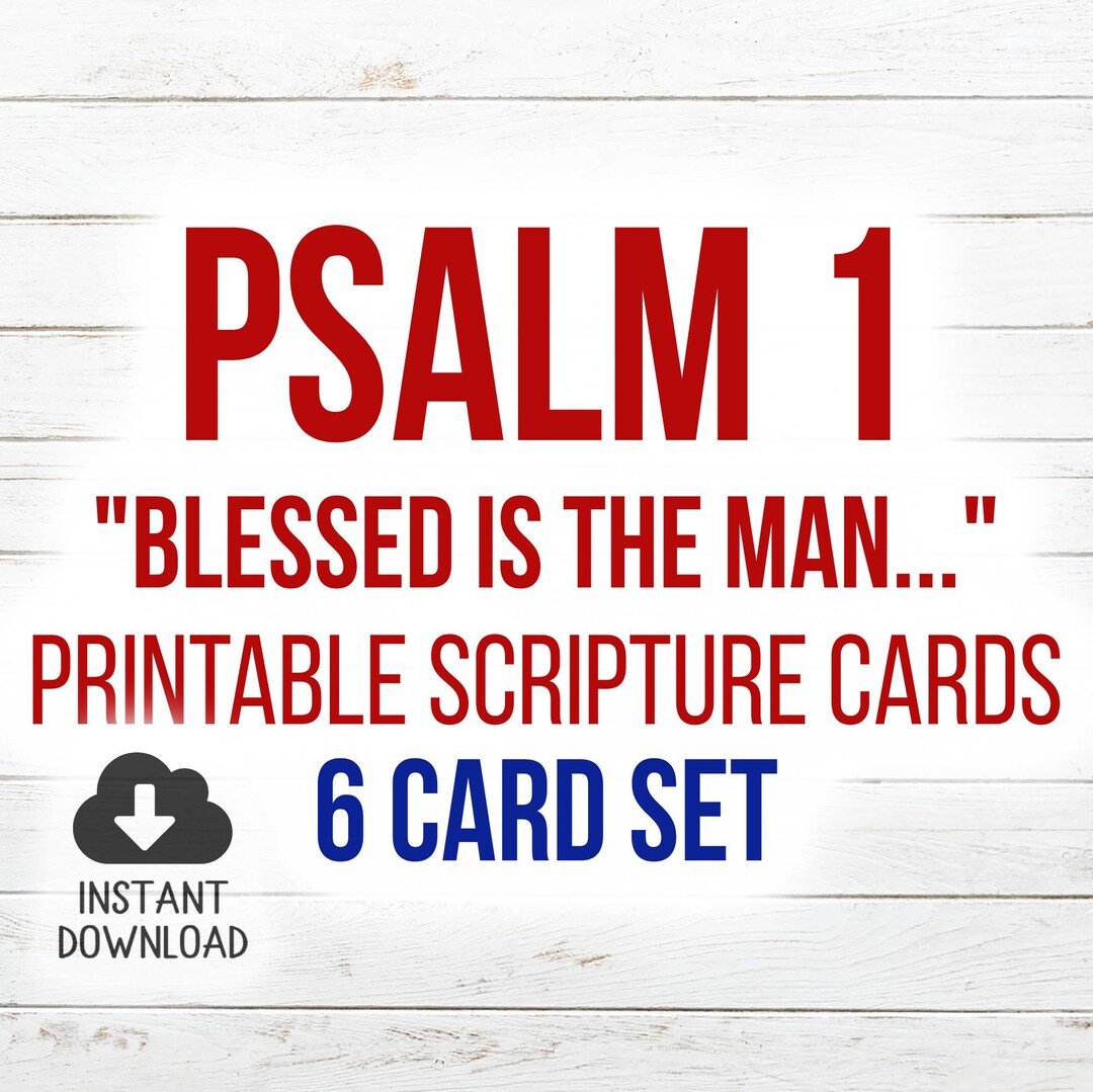 Psalm 1 Printable Scripture Cards KJV 6 Card Set Large Font Size 5.5x4 ...