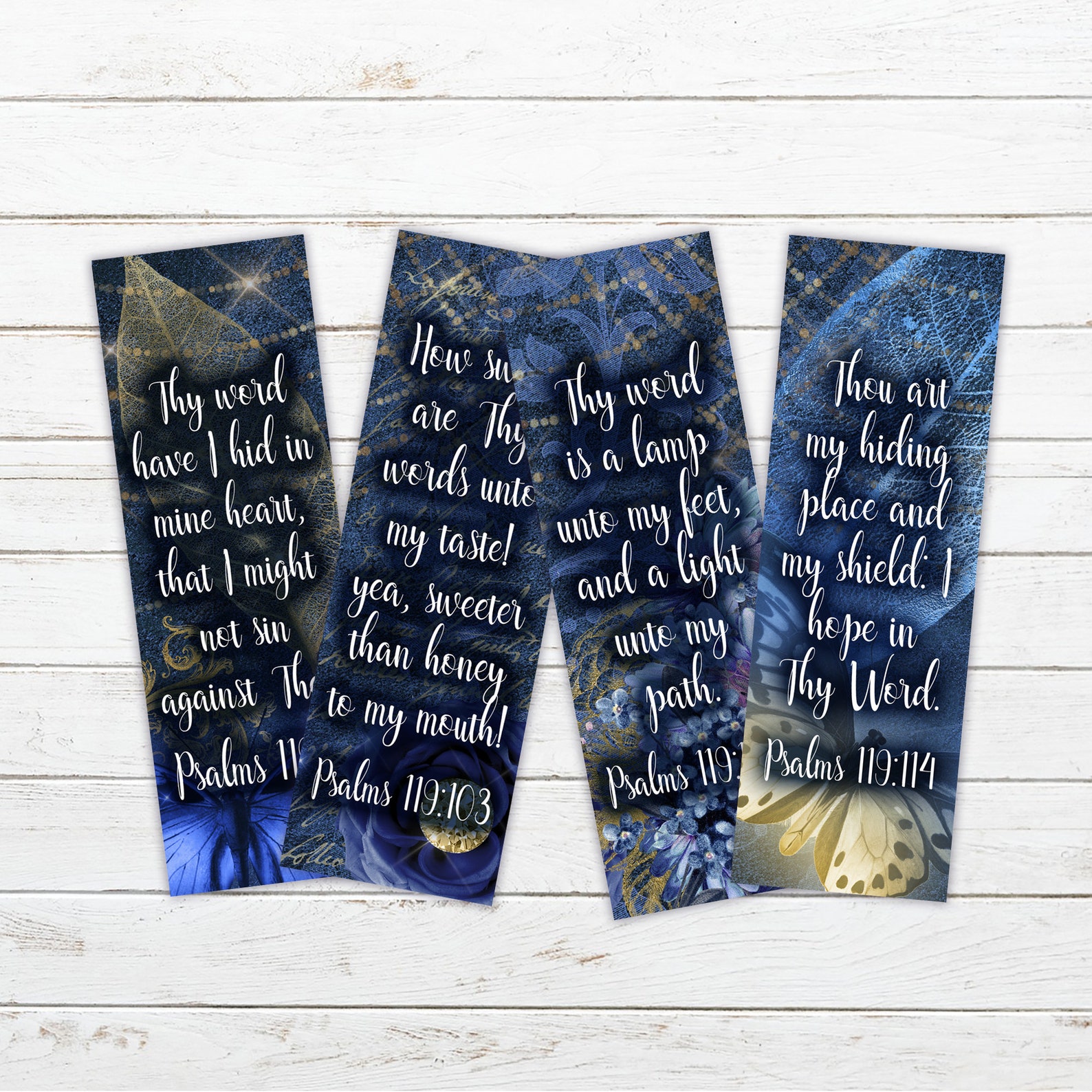 Psalm 119 Bookmarks Printable Set of 4 2 x 6 inches | Etsy