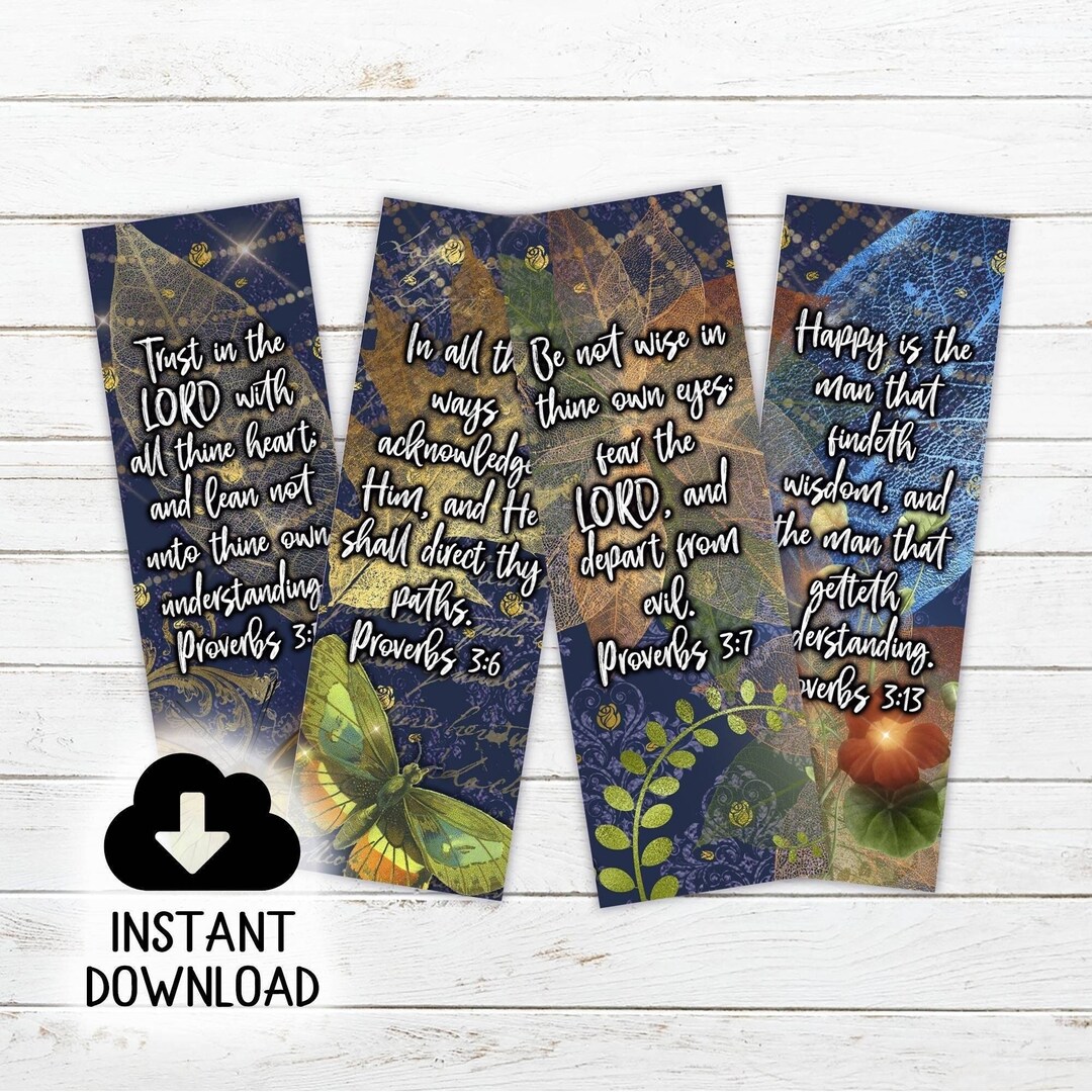 Proverbs 3 Bookmarks printable Set of 4 2 X 6 Inches - Etsy