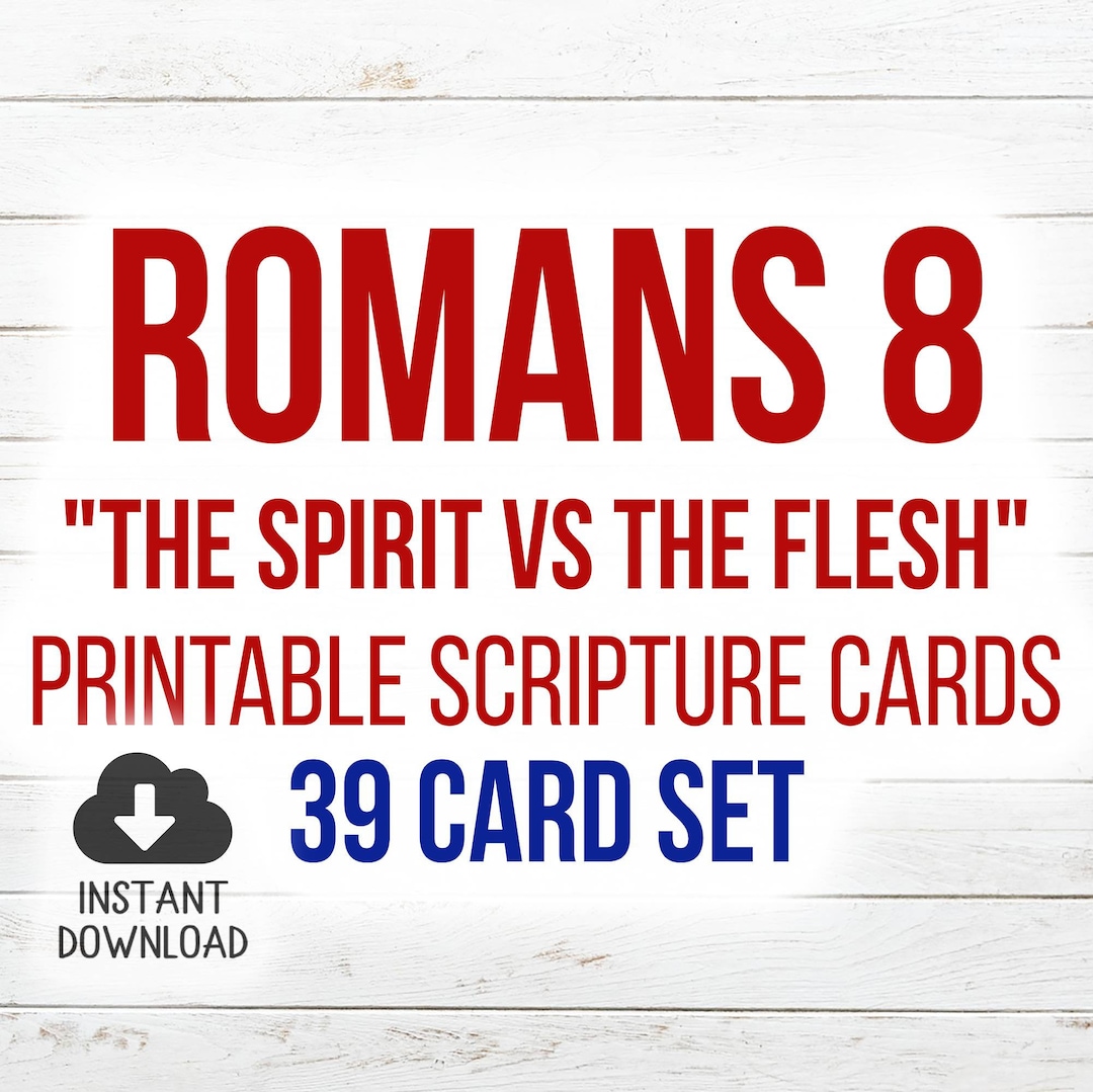 Romans Chapter 8 Printable Scripture Cards KJV 39 Card Set Large Font ...