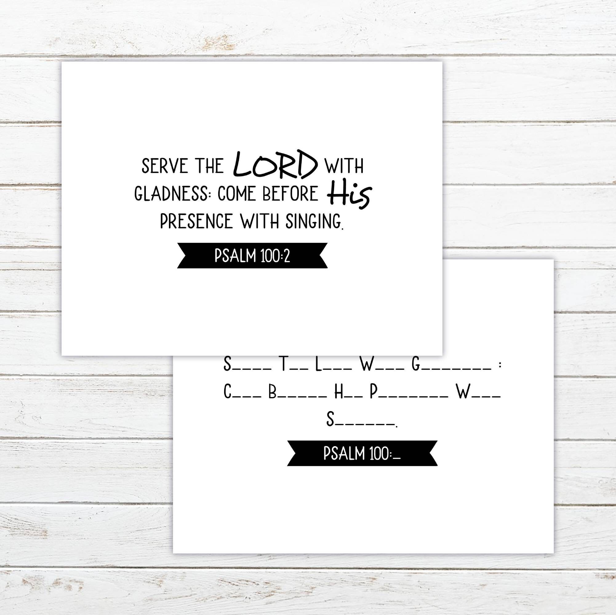 Psalm 100 Printable Scripture Cards | KJV | 5 Card Set | Large Font ...