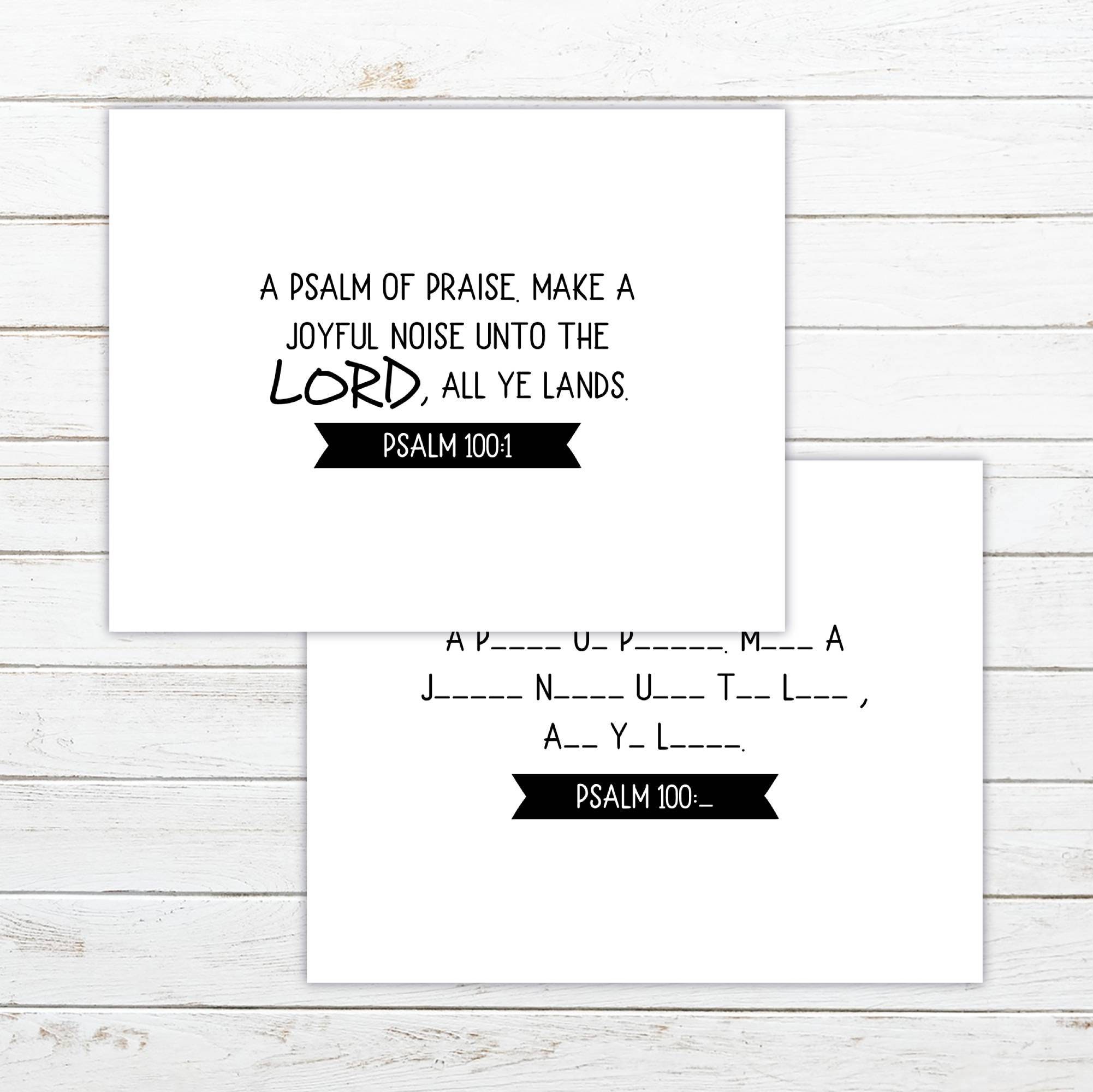 Psalm 100 Printable Scripture Cards | KJV | 5 Card Set | Large Font ...