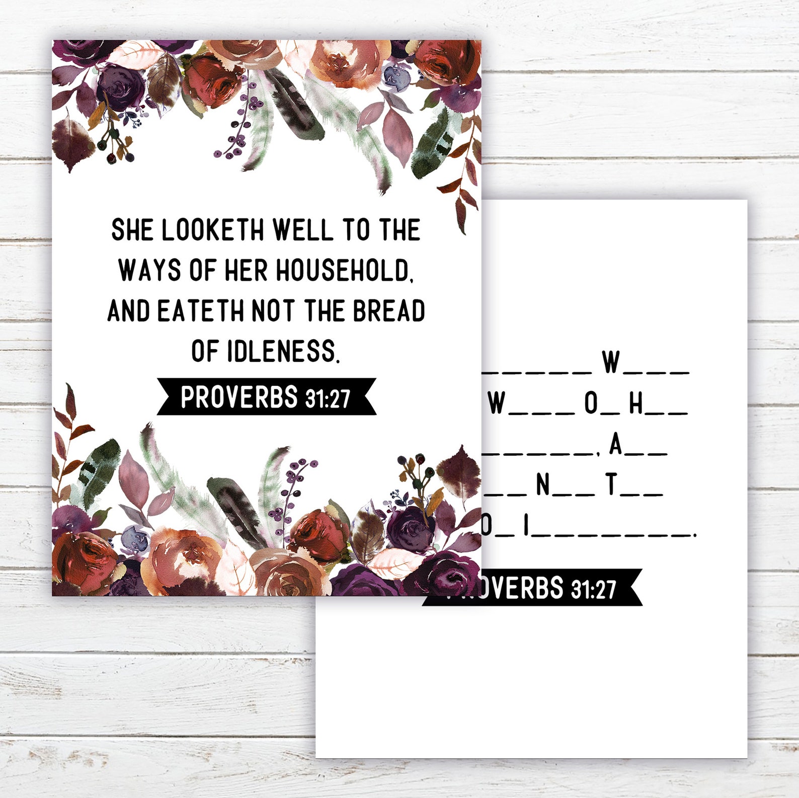 Proverbs 31 Printable Scripture Cards | KJV | 22 Card Set | Instant ...