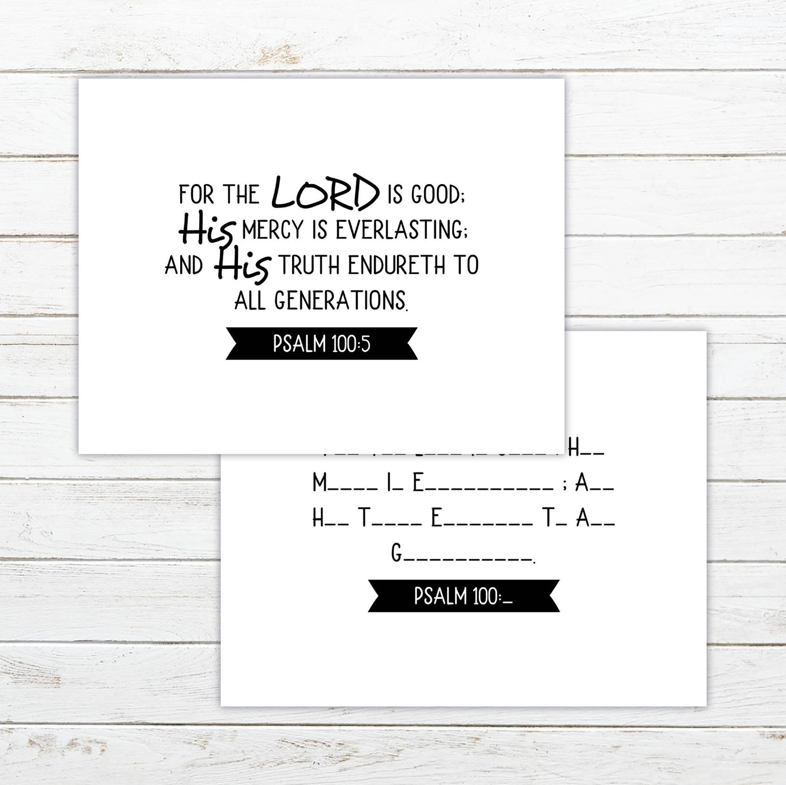 Psalm 100 Printable Scripture Cards | KJV | 5 Card Set | Large Font ...