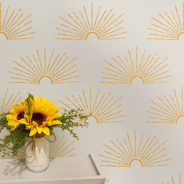 Sun Rising Wall Stencil - Etsy