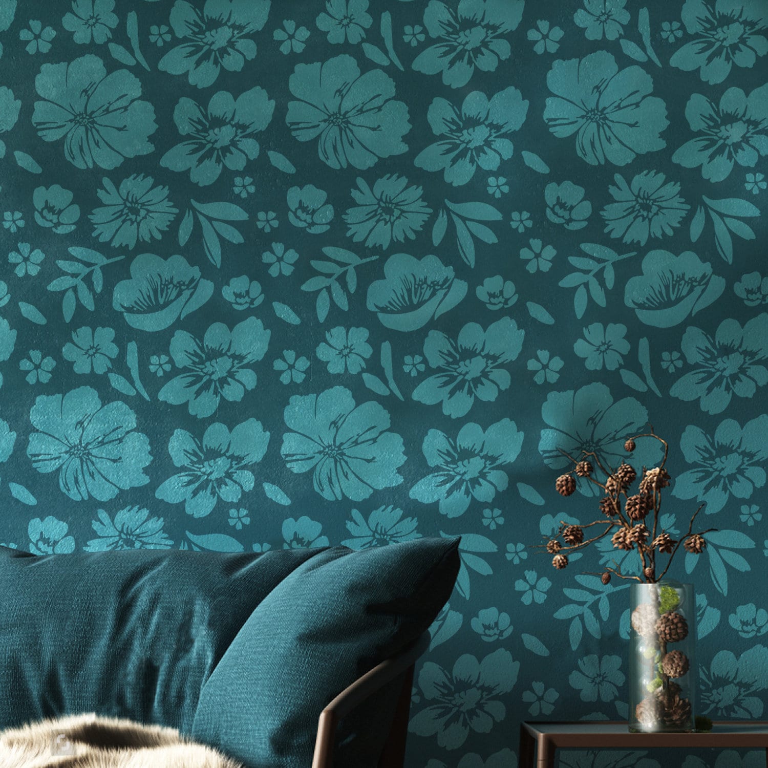 Flower Wall Stencils Assorted Designs Olive Floral Wall - Etsy