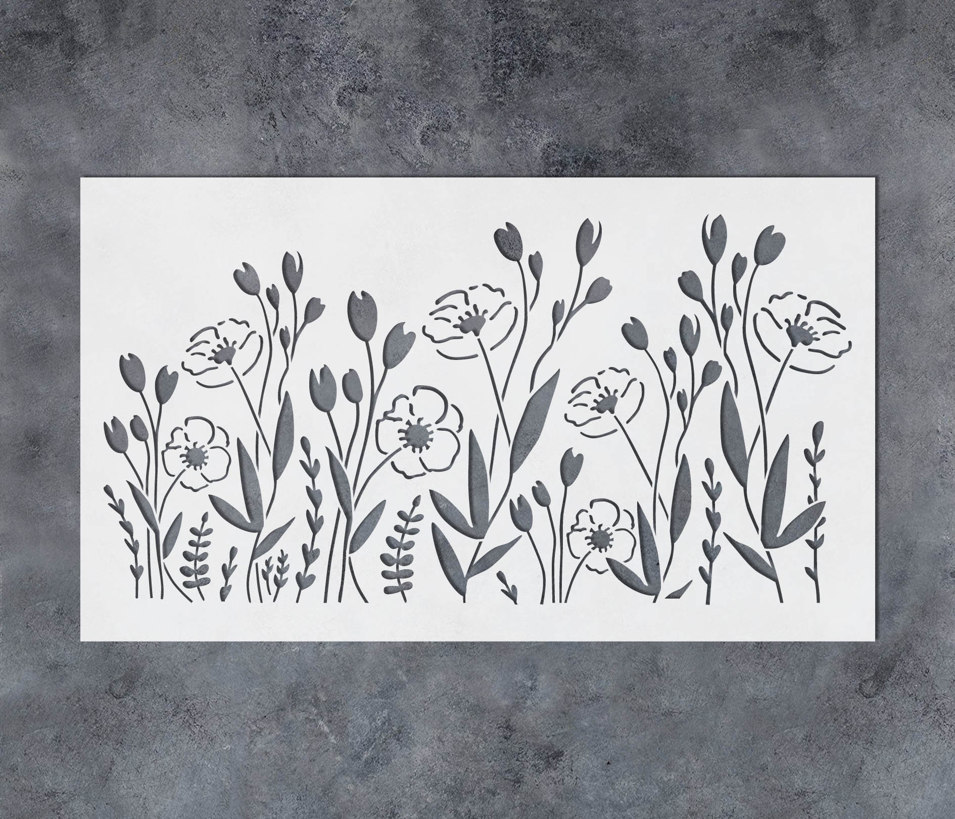 Wildflower Stencil for Painting on Wallcanvas - Etsy