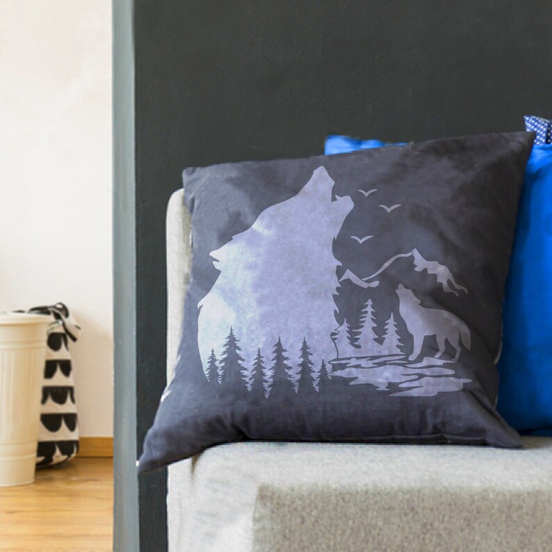 Mountain Forest Wolf Stencils 2 Pack / Reusable Woodland - Etsy