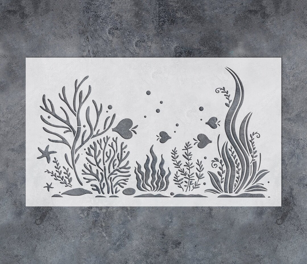 Seaweed Wall Pattern Stencil, Sealife Stencil for Painting on Wall ...