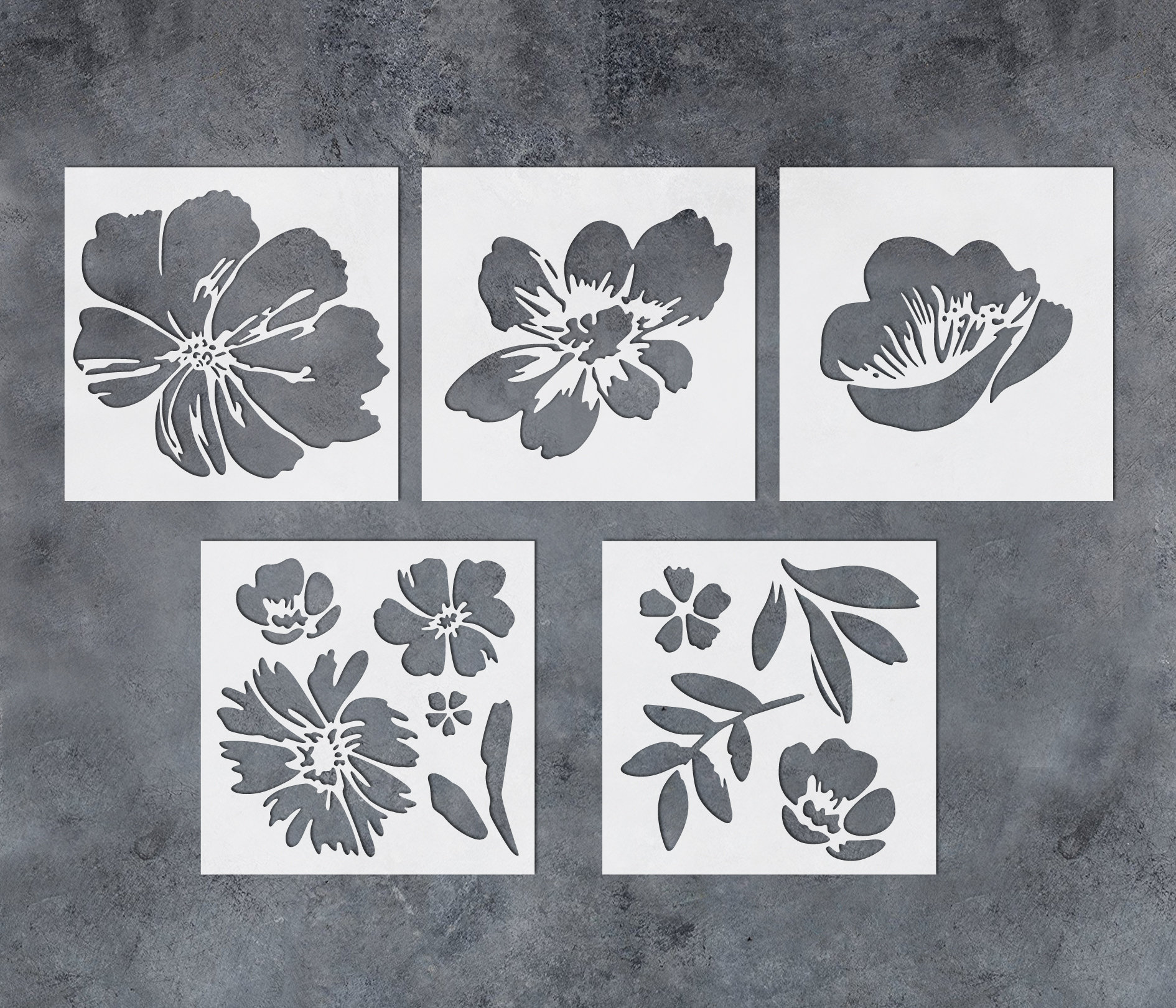 Flower Wall Stencils Assorted Designs Olive Floral Wall - Etsy