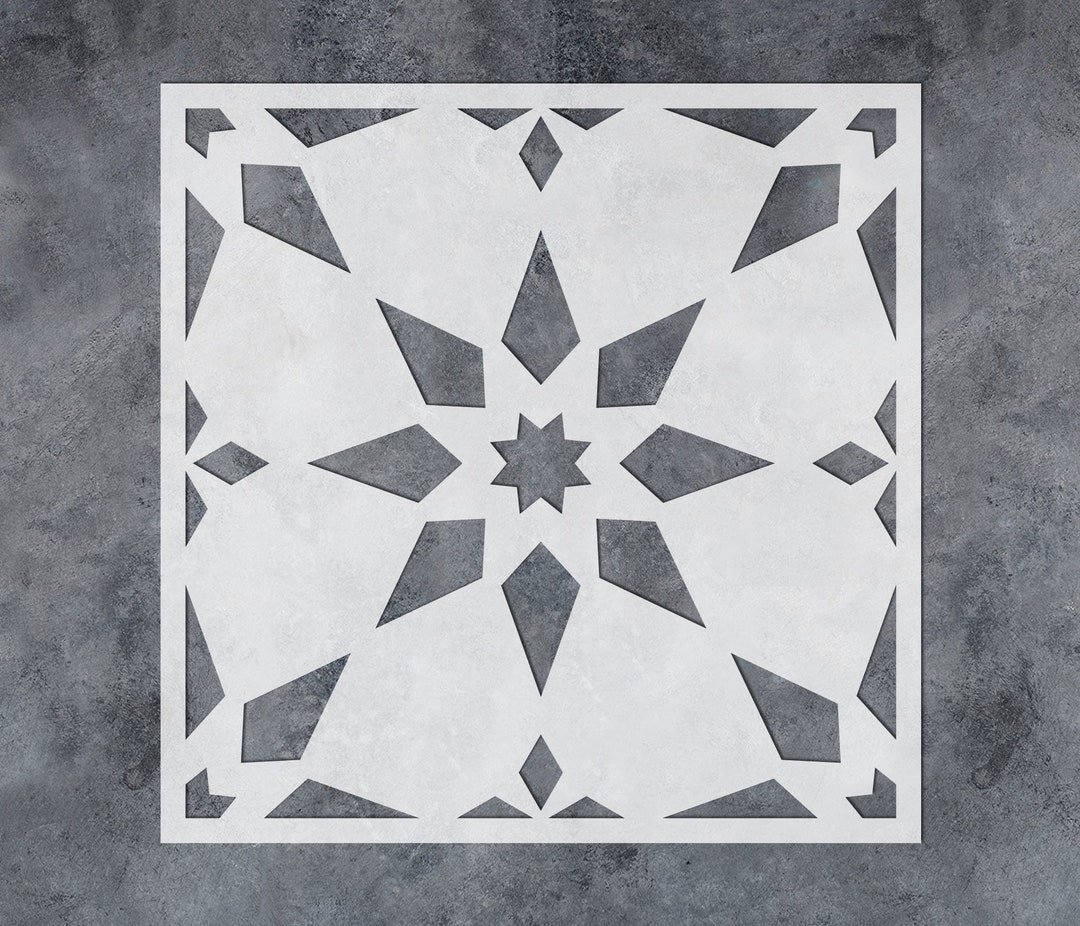 Jewel Tile Stencil Large Reusable Tile Stencil for Painting Floor Wall ...