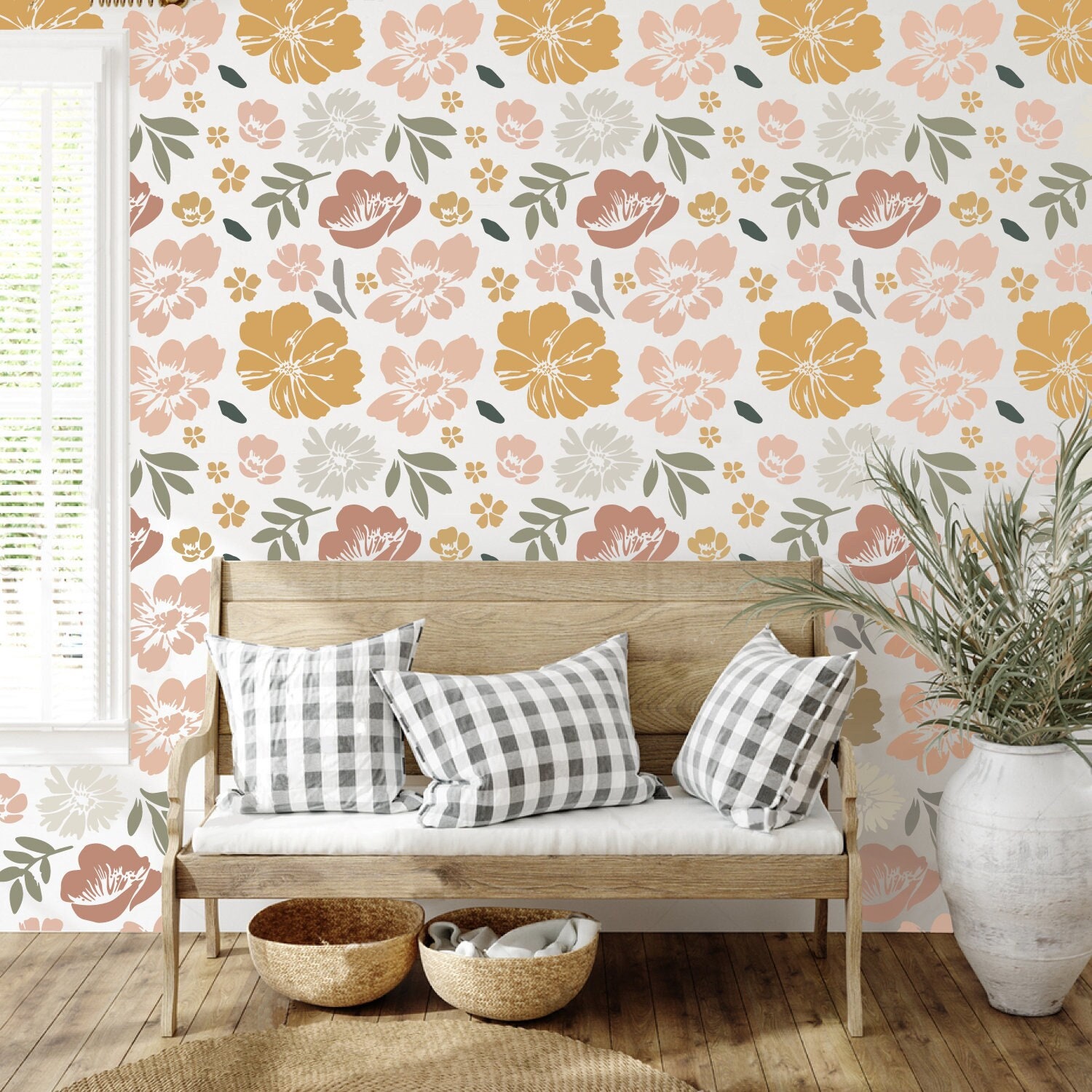 Flower Wall Stencils Assorted Designs Olive Floral Wall - Etsy