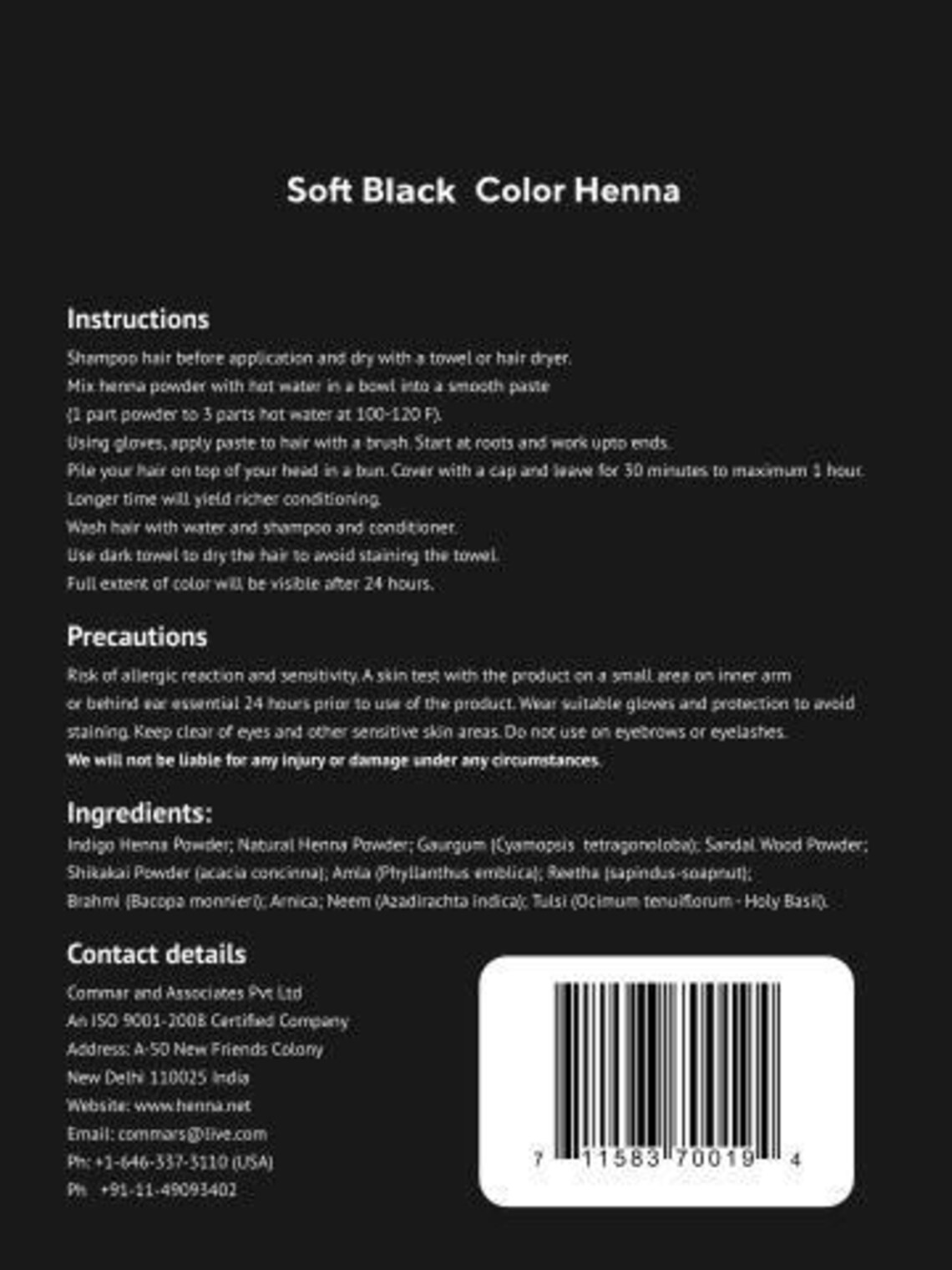 Natural Soft Black Color Henna- 20gm & 100gm - Etsy