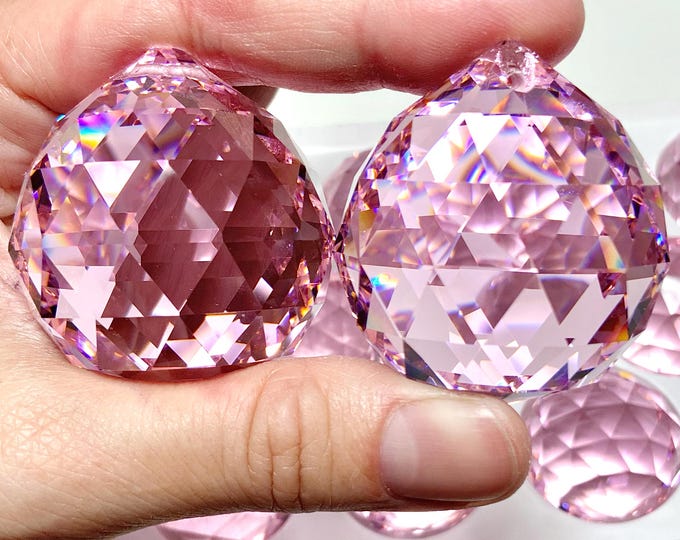 40mm Rosaline Crystal Ball Prism for Suncatcher, Pink Colored Glass ...