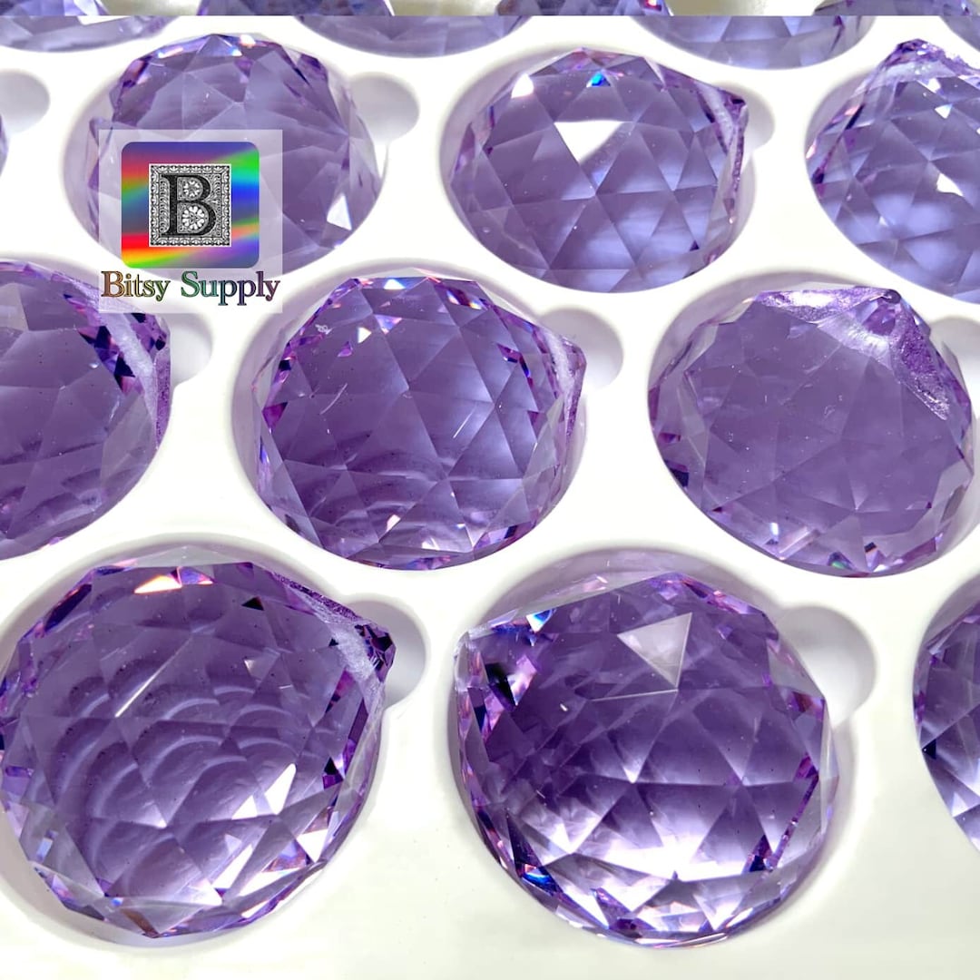 30mm Violet Purple Crystal Ball Prism Suncatcher Faceted Teardrop ...