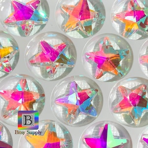 28mm AB Star Crystal Pendant | AB Aura Coated | 1-hole Glass Prism ...