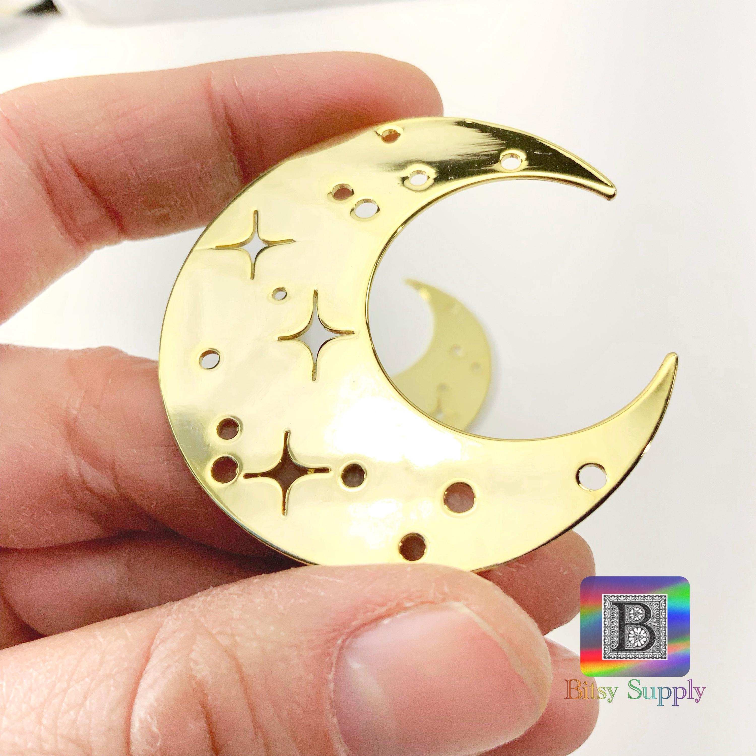 2-inch Moon Suncatcher Frame Gold Finish Brass 50mm With 4-point Stars ...