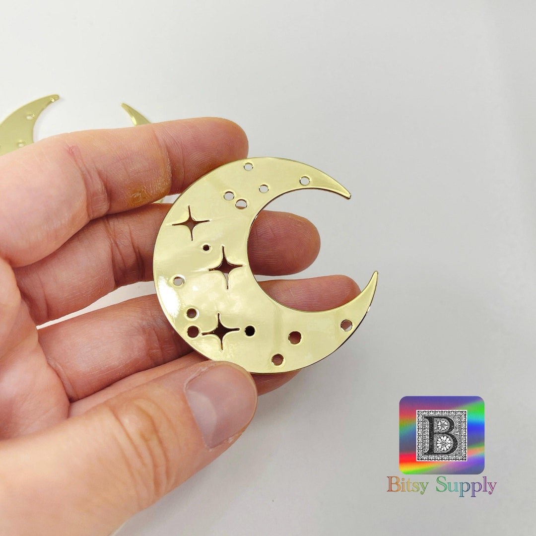 2-inch Moon Suncatcher Frame Gold Finish Brass 50mm With 4-point Stars ...