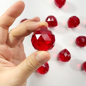 30mm Light Siam Crystal Ball Prisms for Suncatcher Red Glass Teardrops ...