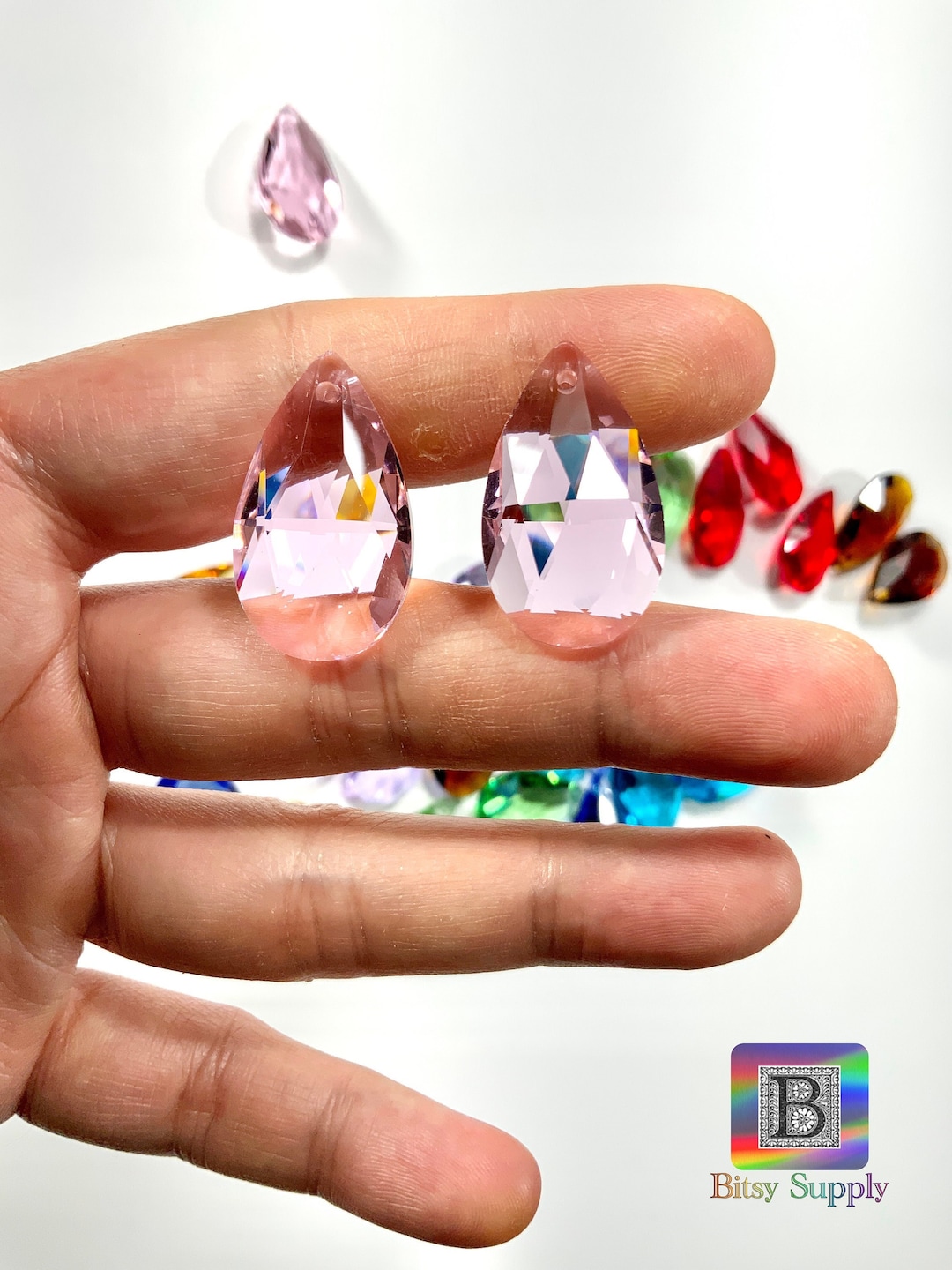 28mm Teardrop Rosaline Prism for Sun Catcher 1.25 Inch Pink Raindrop ...