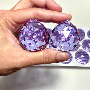40mm Violet Purple Crystal Ball Prism Suncatcher, Faceted Teardrop ...